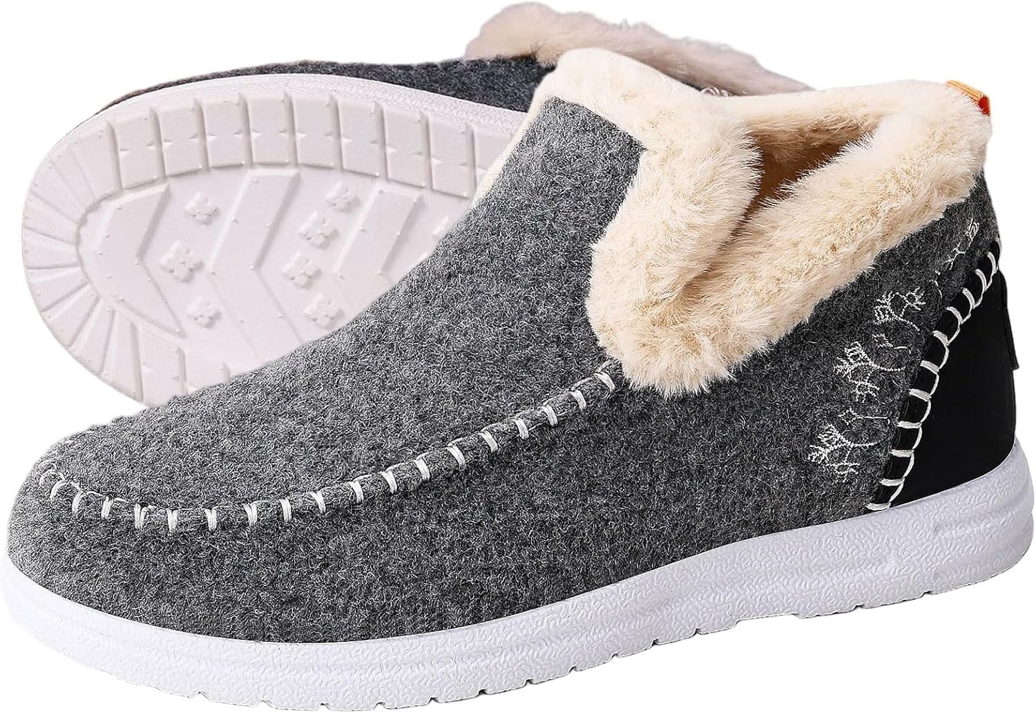 Comfortable and warm orthopedic wool slip-on boots with arch support ...