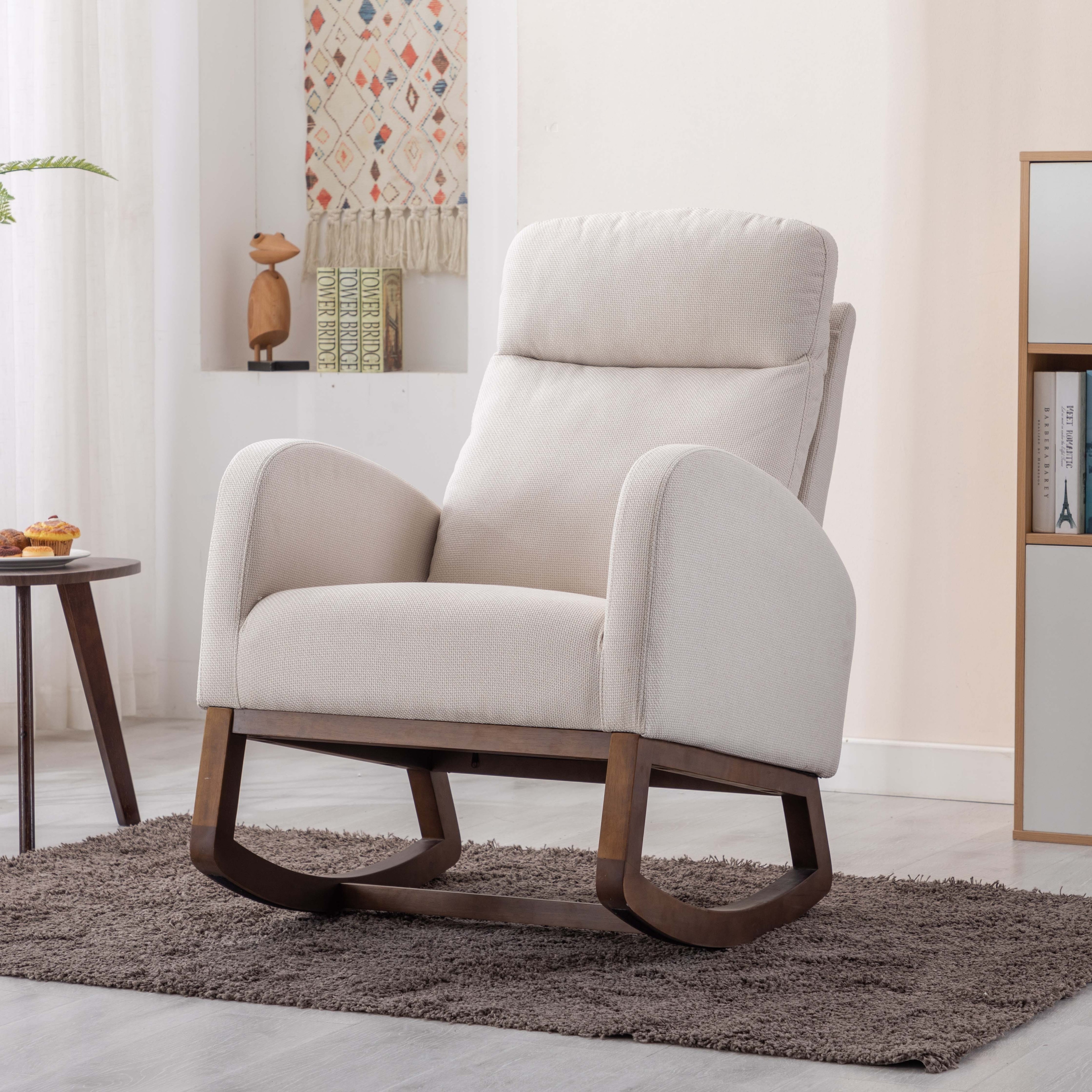 Comfortable solid wood rocking chair Beige - Walmart.com
