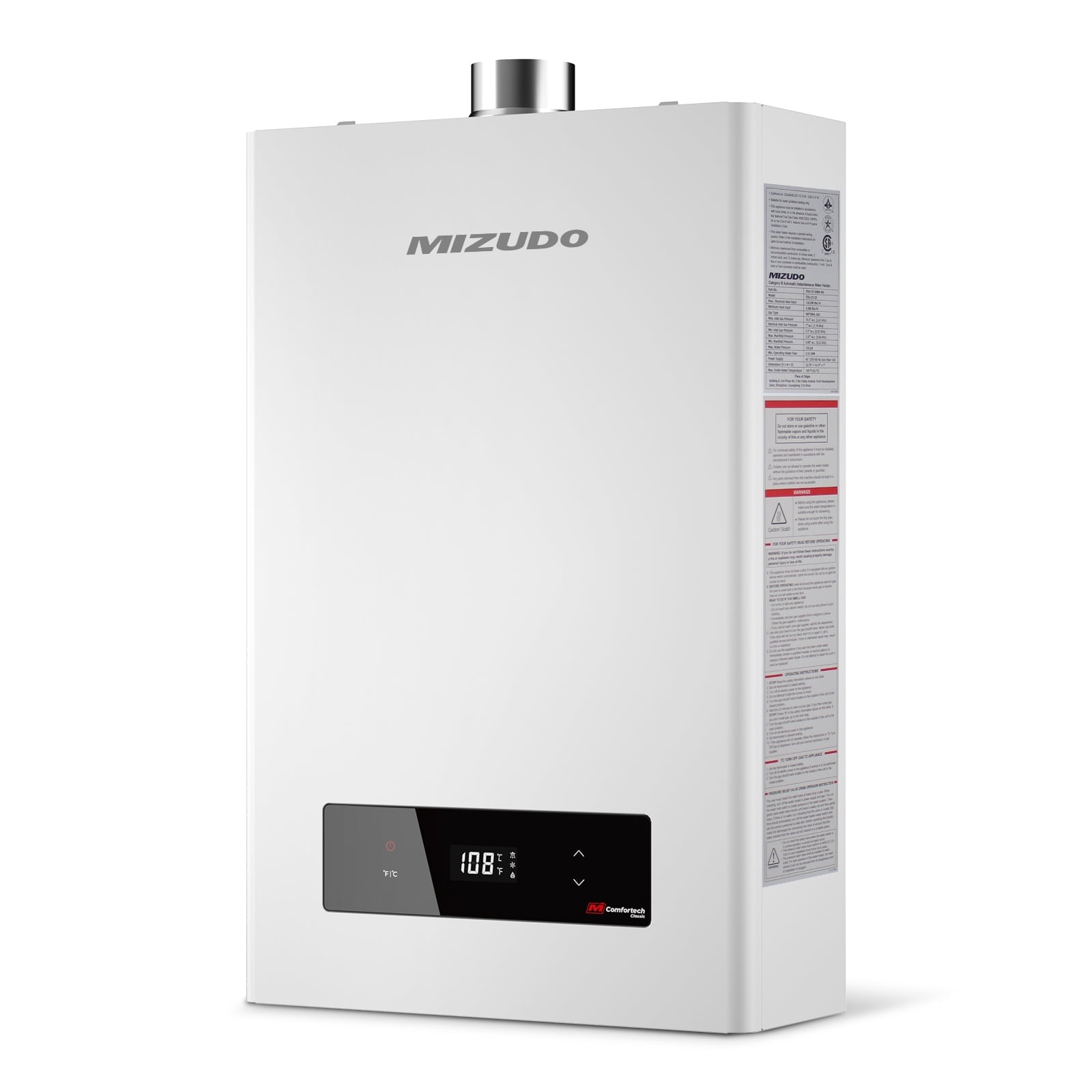 Mizudo Comfortech Classic CF170 Natural Gas Tankless Water Heater ...
