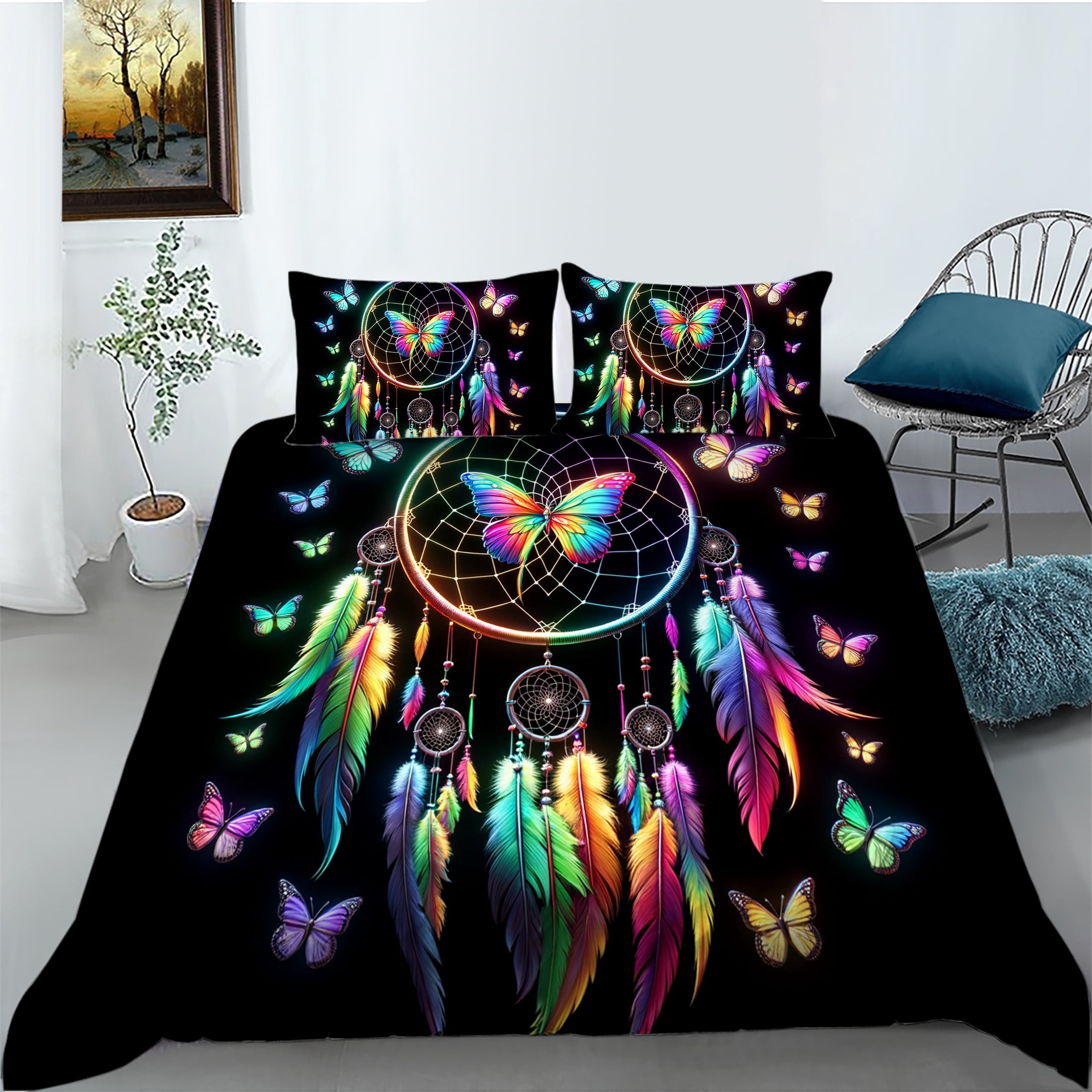 Comforter Cover Set Butterfly Dream Catcher Printed Home Textiles Girls ...
