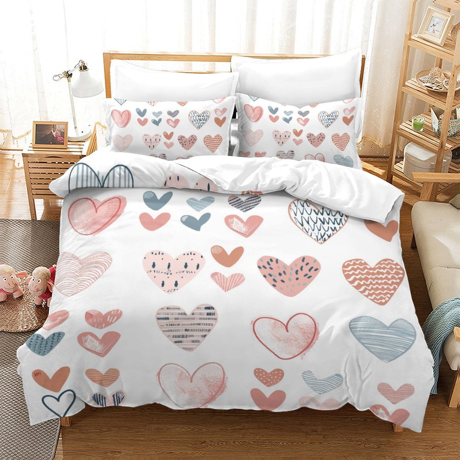 Comforter Cover Set Cute Heart-shaped Printed Quilt Cover Set Home ...