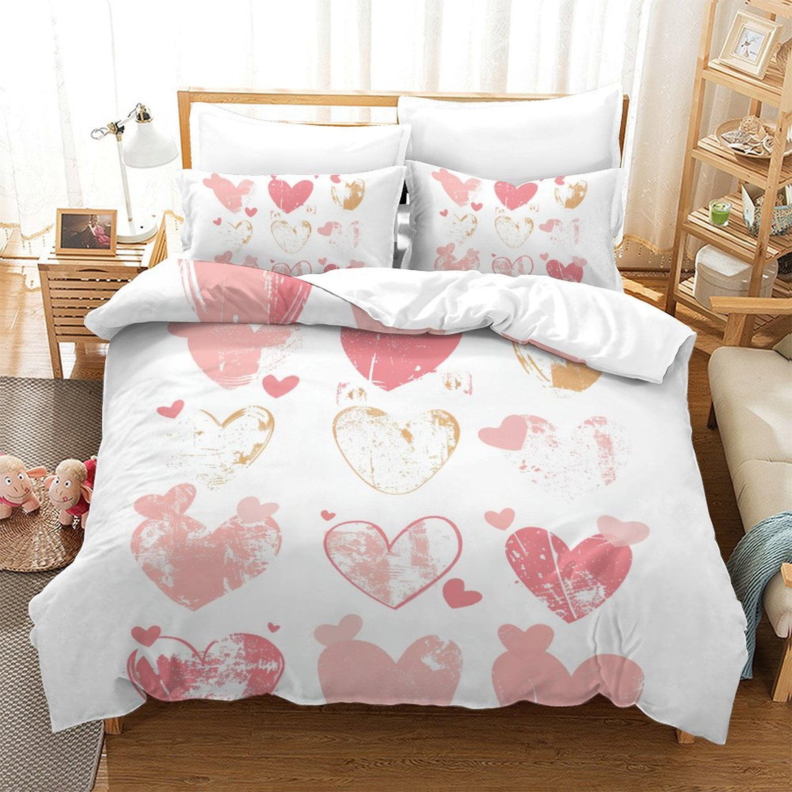 Comforter Cover Set Cute Heart-shaped Printed Quilt Cover Set Home ...