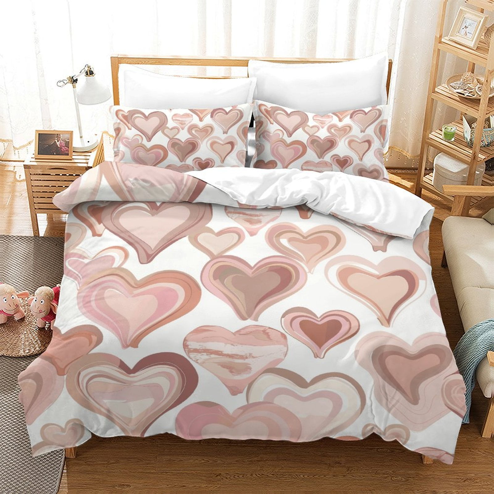 Comforter Cover Set Cute Heart-shaped Printed Quilt Cover Set Home ...