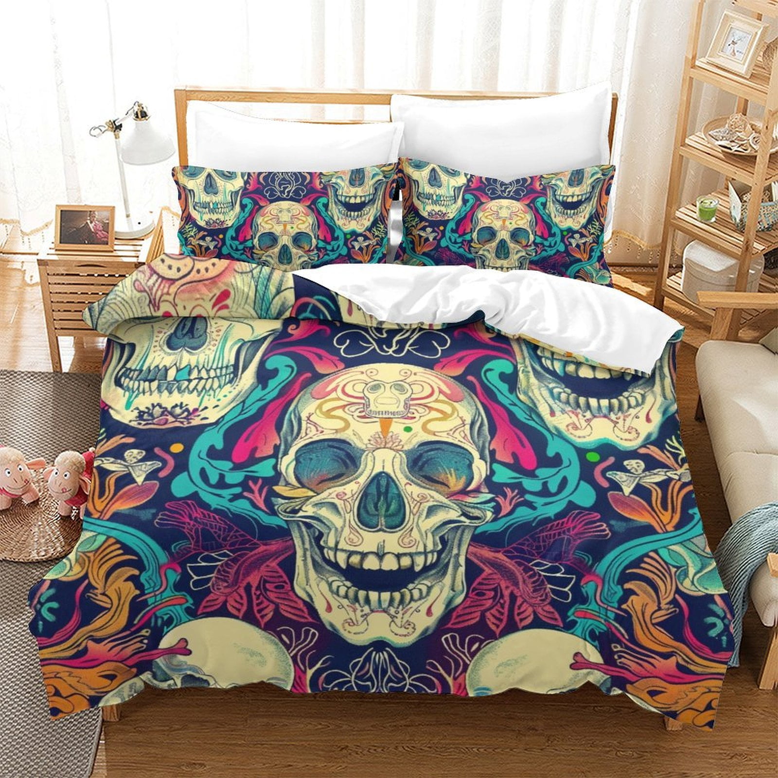Comforter Cover Set Skull Printed Bedspreads Bedroom Decor Home ...
