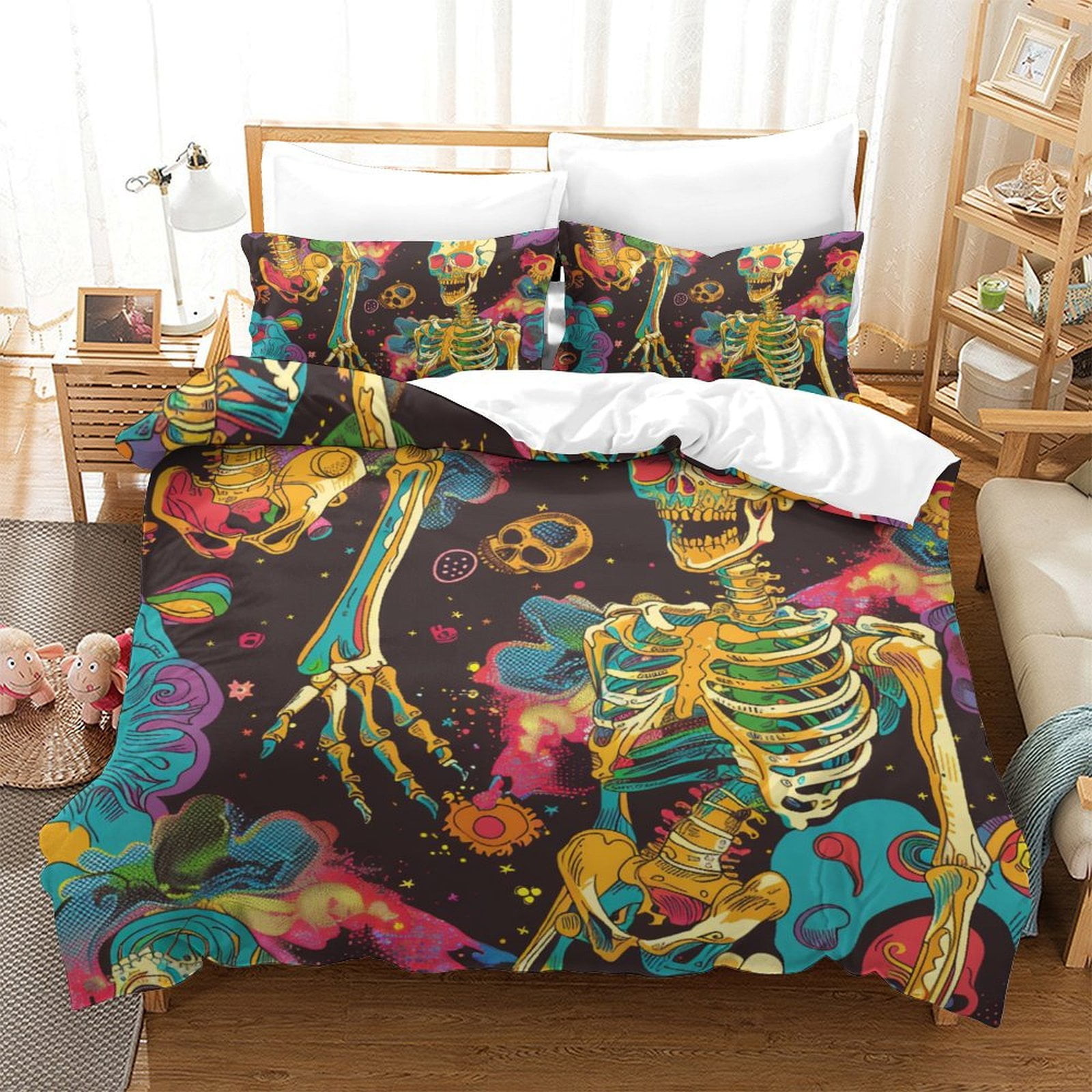 Comforter Cover Set Skull Printed Bedspreads Bedroom Decor Home ...