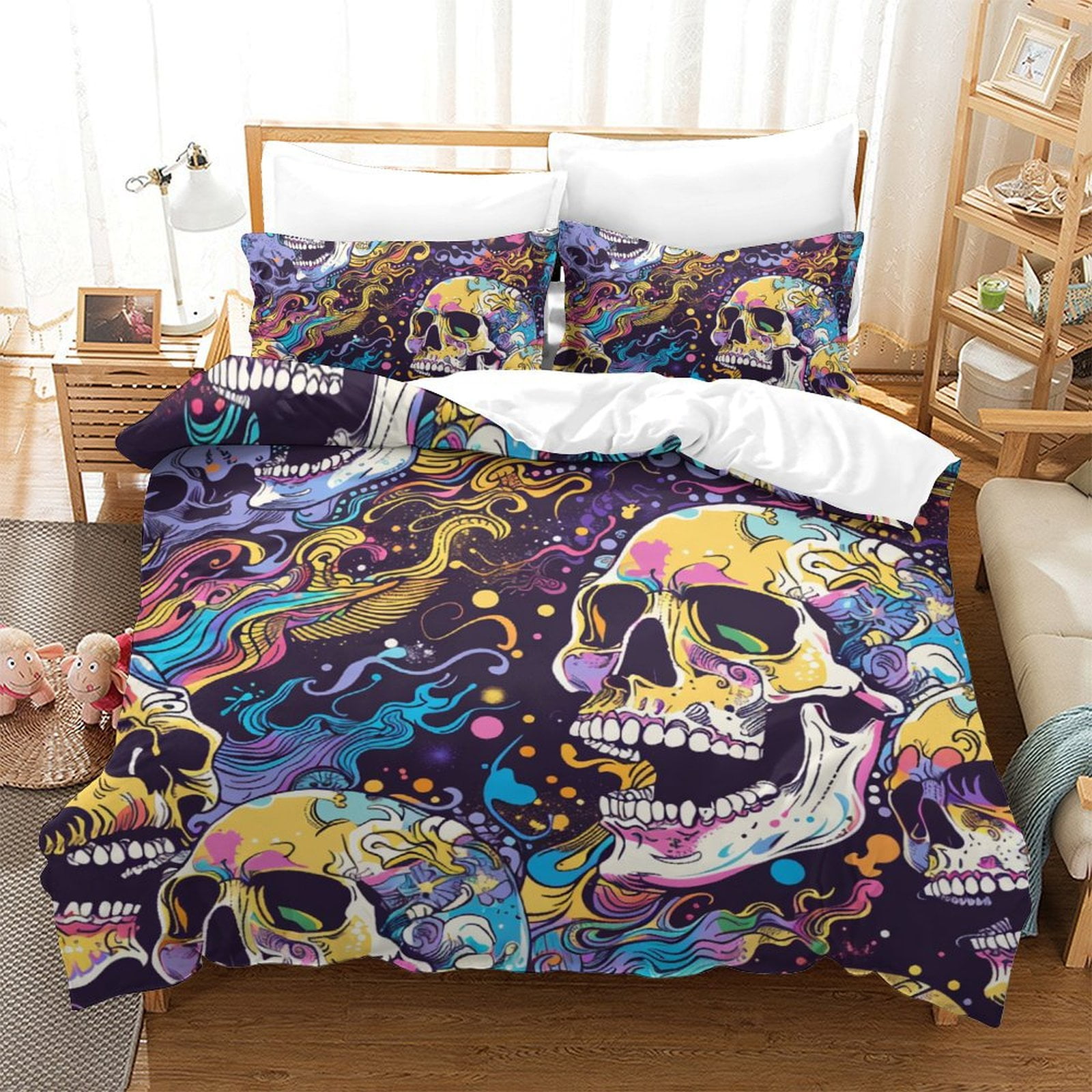 Comforter Cover Set Skull Printed Bedspreads Bedroom Decor Home ...
