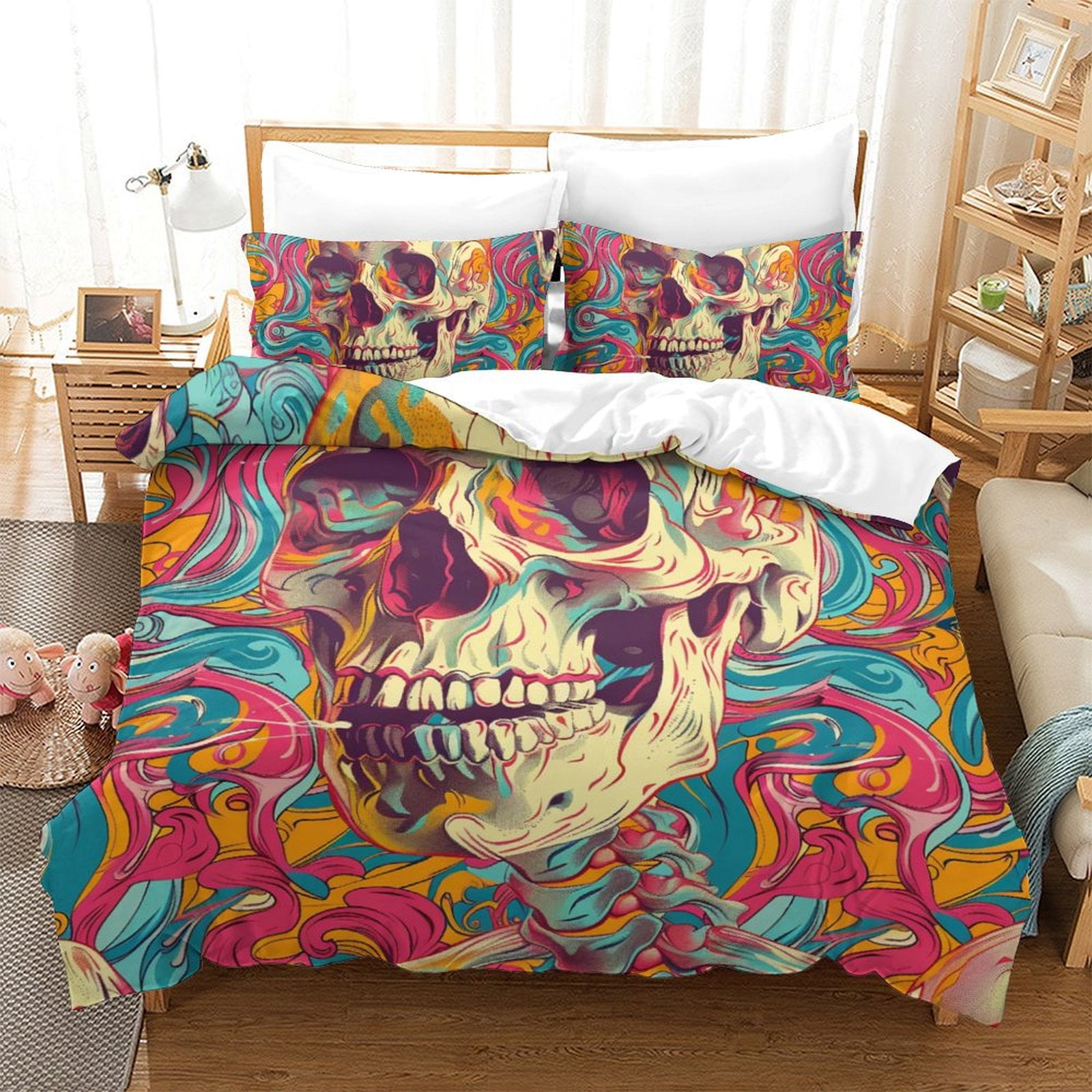 Comforter Cover Set Skull Printed Bedspreads Bedroom Decor Home ...