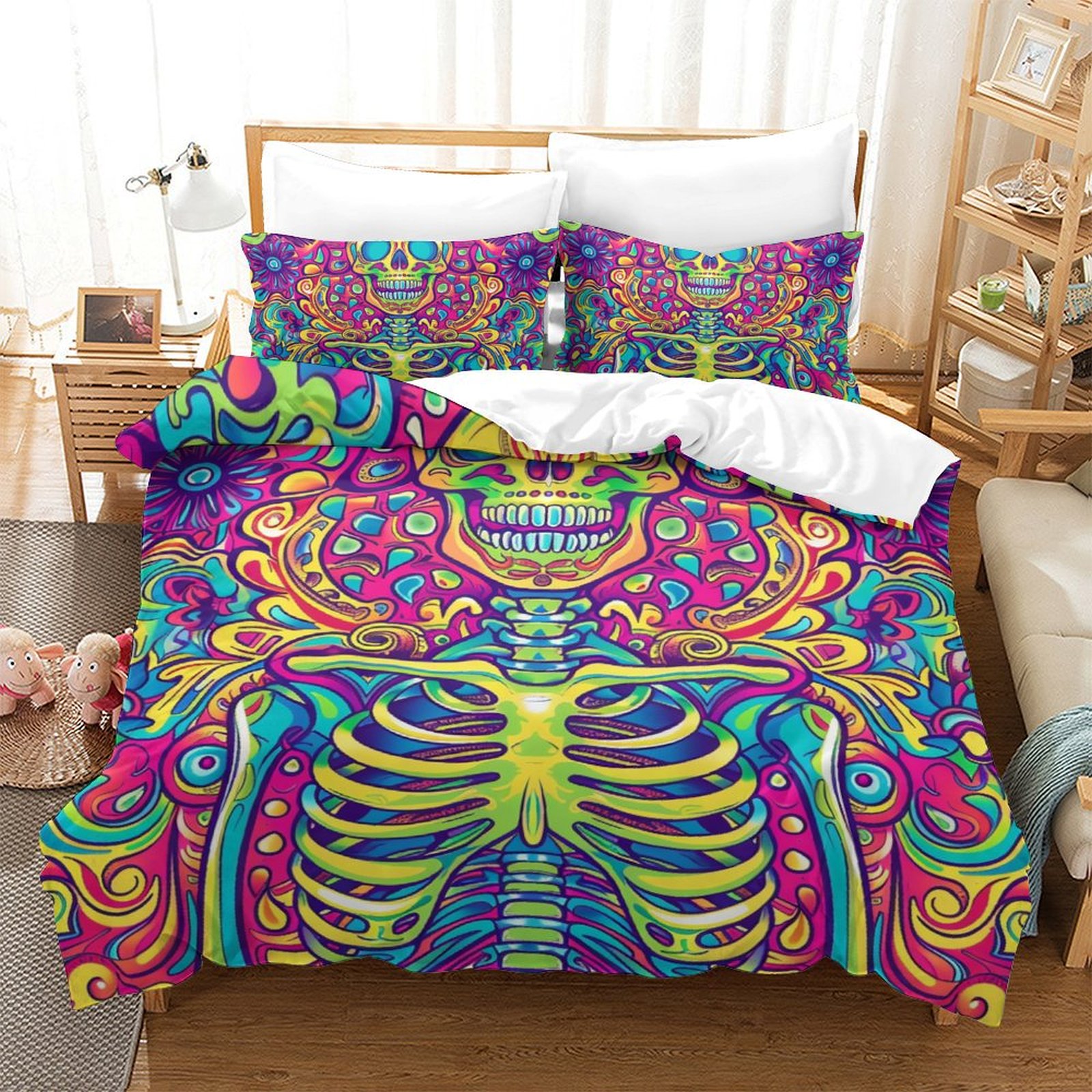 Comforter Cover Set Skull Printed Bedspreads Bedroom Decor Home ...