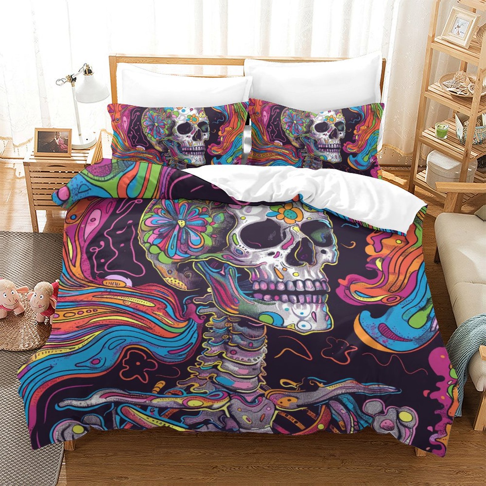 Comforter Cover Set Skull Printed Bedspreads Bedroom Decor Home ...