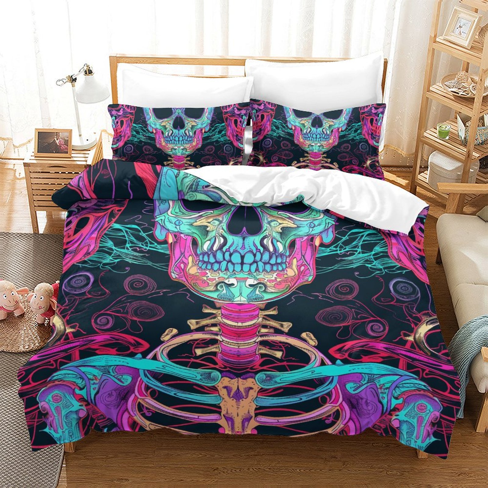 Comforter Cover Set Skull Printed Bedspreads Bedroom Decor Home ...