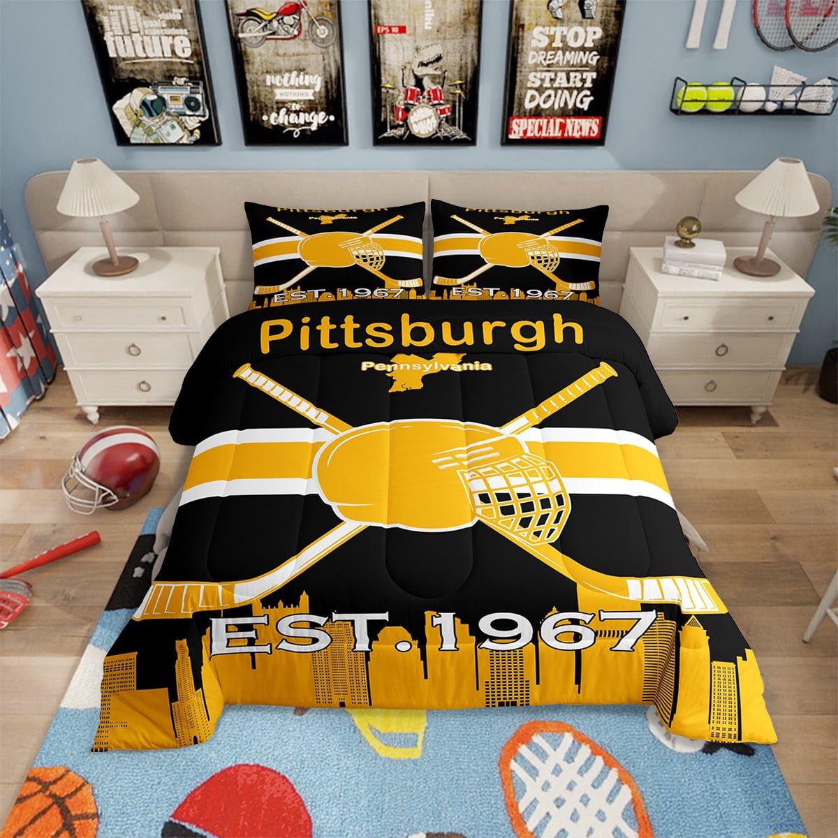 Comforter Ice Hockey Bedding Set Ice Hockey Fan Hockey Comforter Sets ...