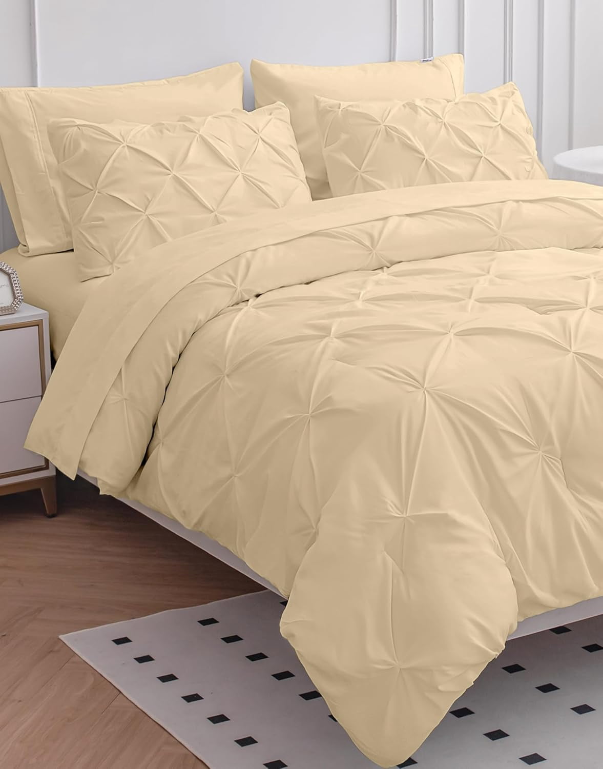 Comforter King Size - 7 Pc Bed in a Bag Set - Pintuck Quilted All ...