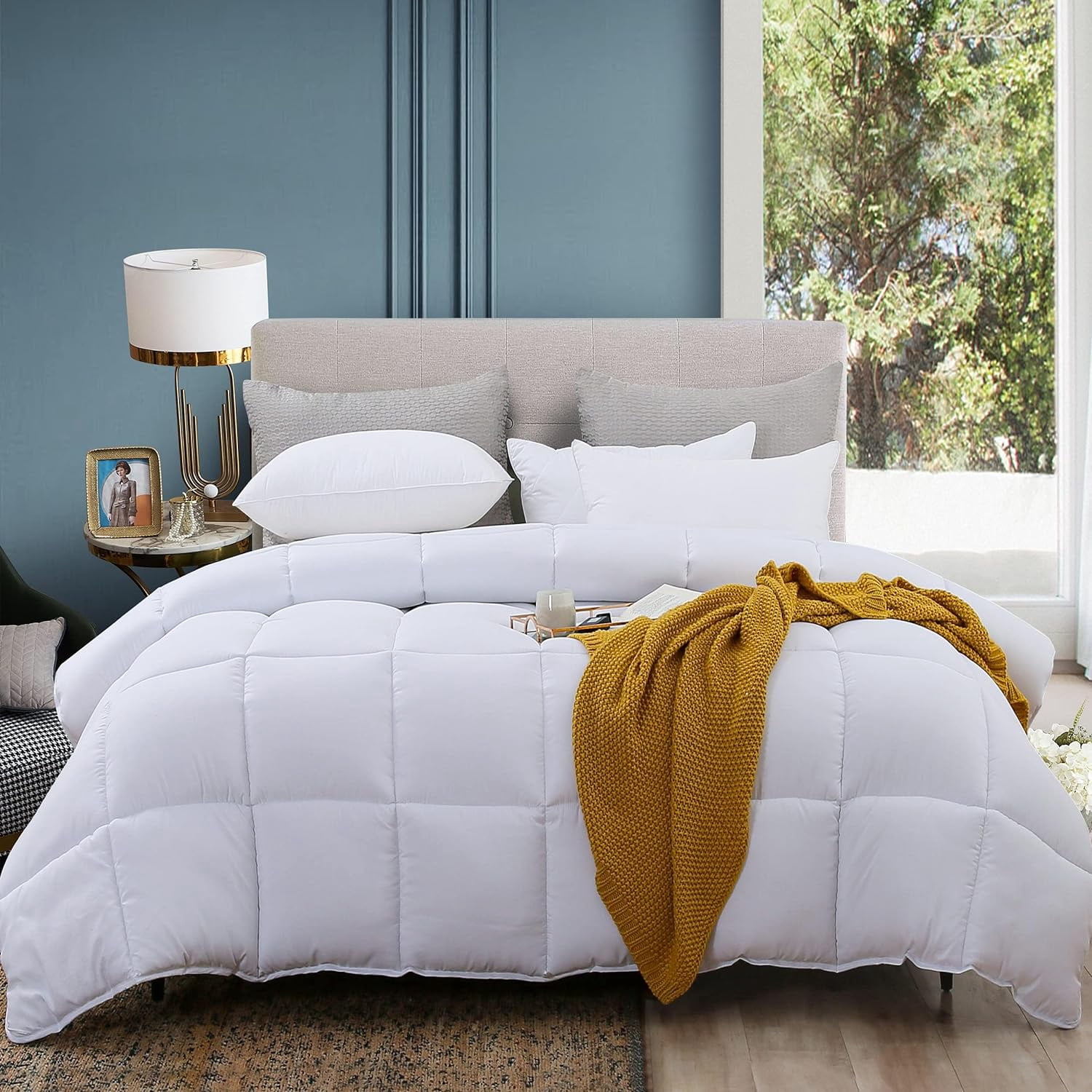 Comforter King Size Duvet Insert White, All Season Down Alternative ...