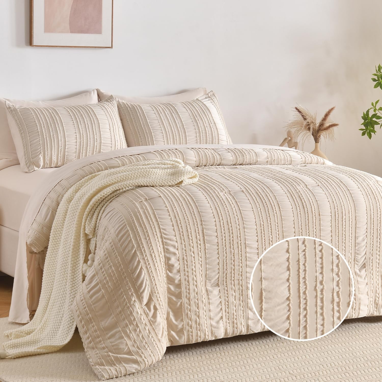 Comforter Pack Queen Size 7 Piece Bed in a Tote，Shabby Chic Boho ...