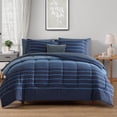 Comforter Set - 7 count Bed in a Bag , Navy Blue-Stripe Bedding Sets ...