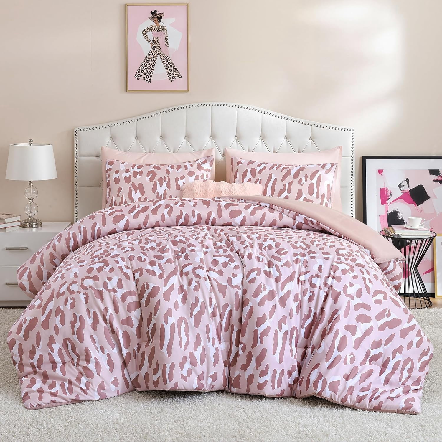 Comforter Set , Beige Leopard Print Bedding Set Chic & Stylish ...