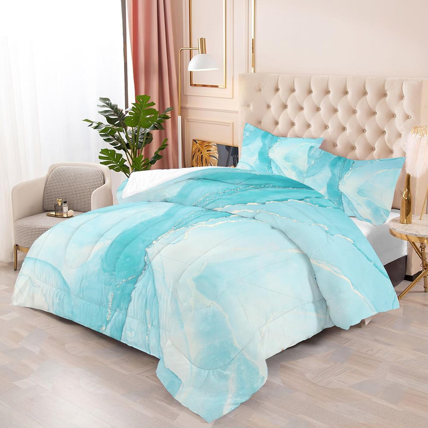 Comforter Set Blue Marble: Full Size Blue Bedding Sets for Teen Girls ...