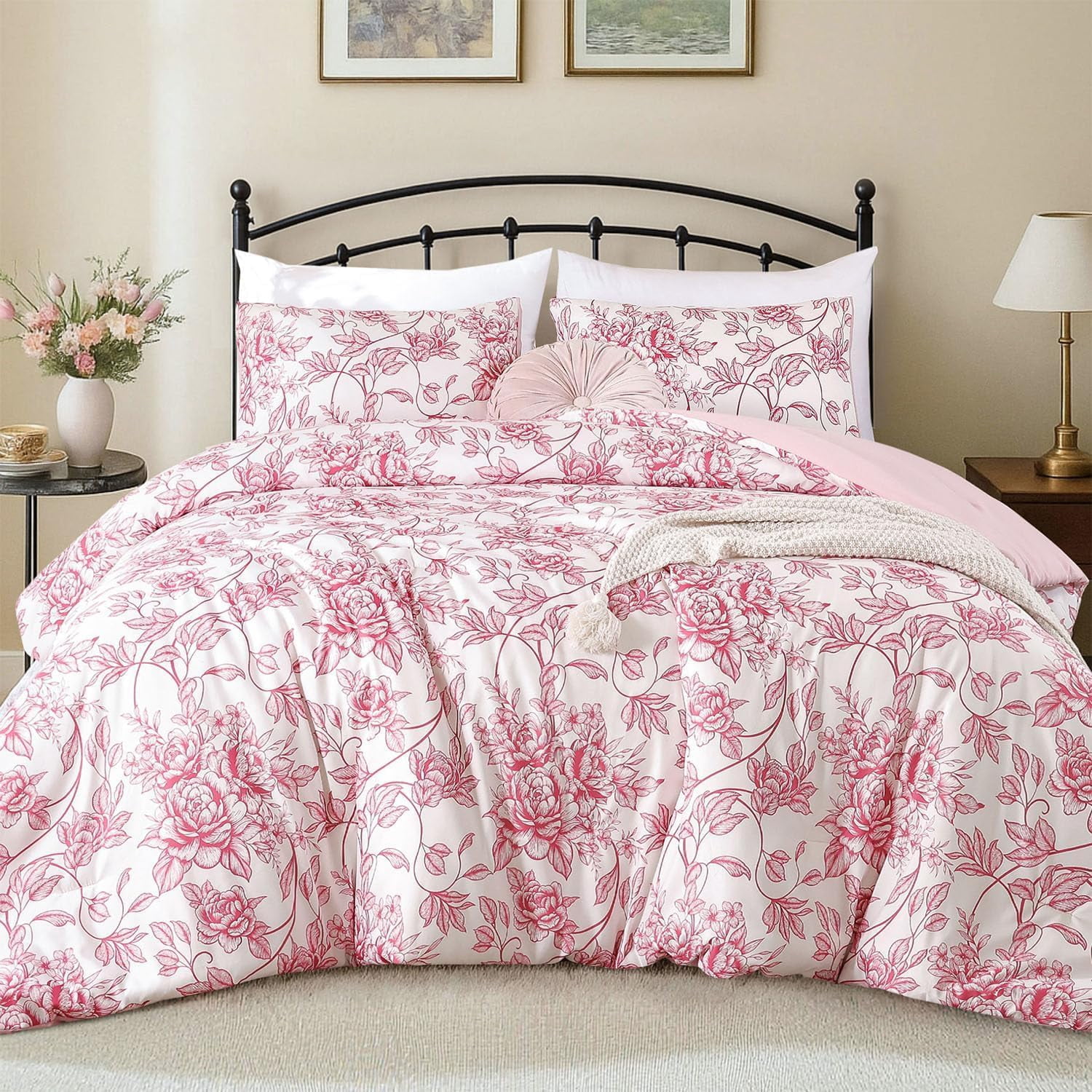 Comforter Set Comforter Floral Peony Bedding Sets Bed Comforter 1 Soft ...