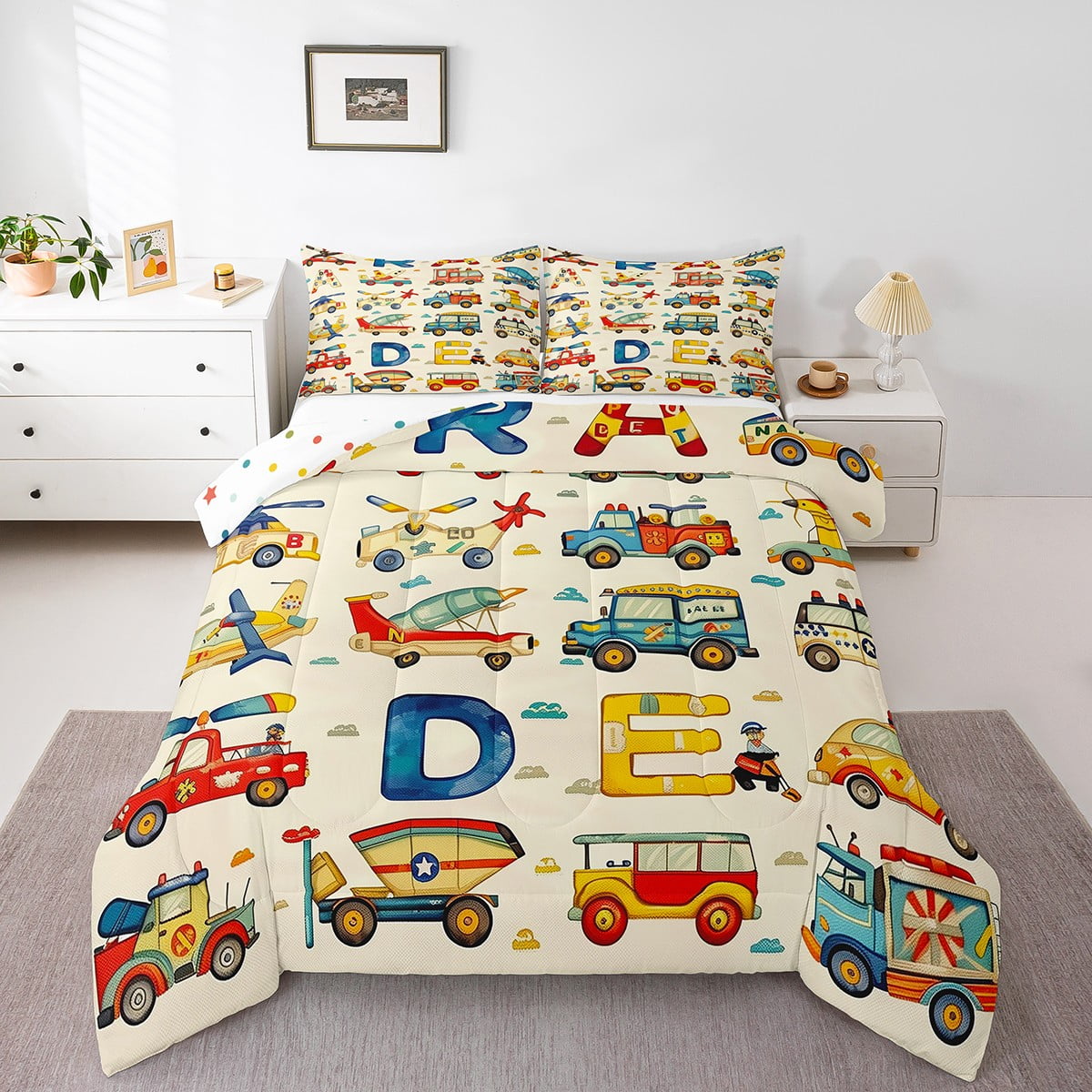 Comforter Set Excavator Bedding Sets Cute Cartoon Car Bedding Comforter ...