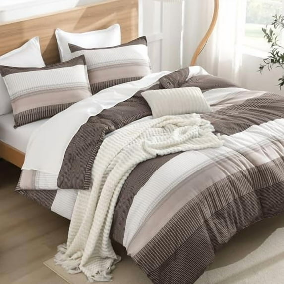 Comforter Set King Size Chocolate - 3 Pieces Lightweight Colorblock ...