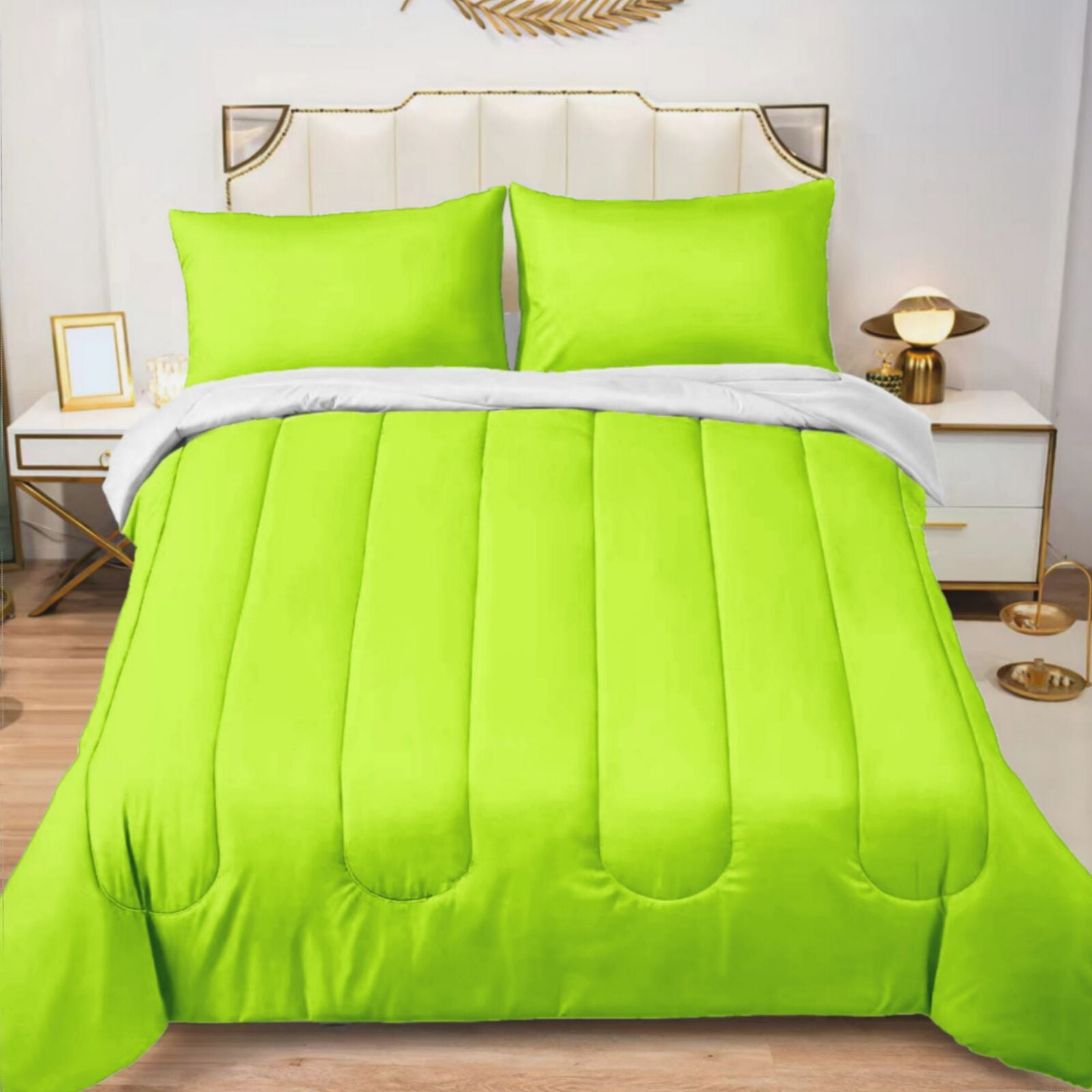Comforter Set With Pillow Cases Bitter Lime Neon Green Yellow Solid ...