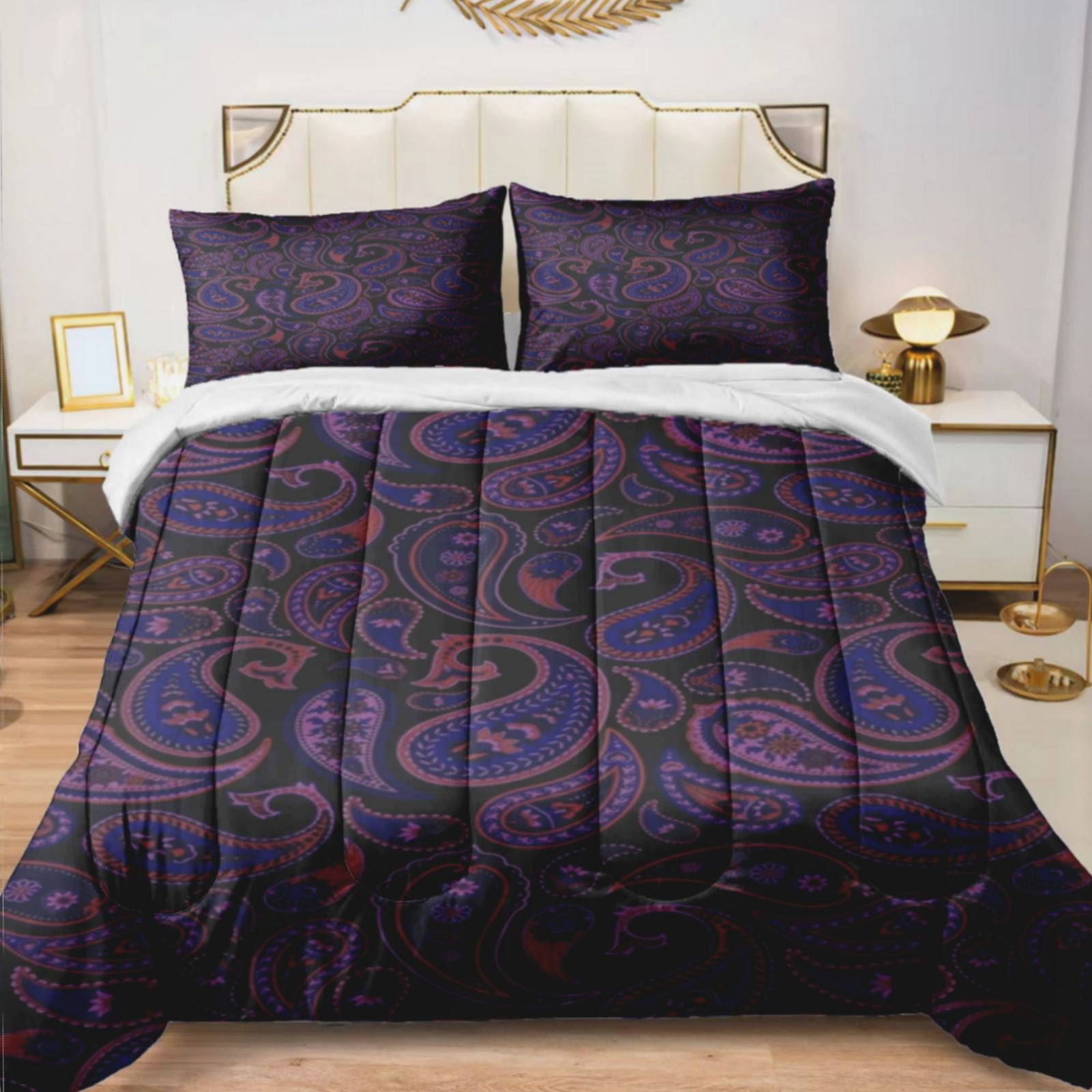 Comforter Set With Pillow Cases Paisley Print Clouds Indigo Paisley ...