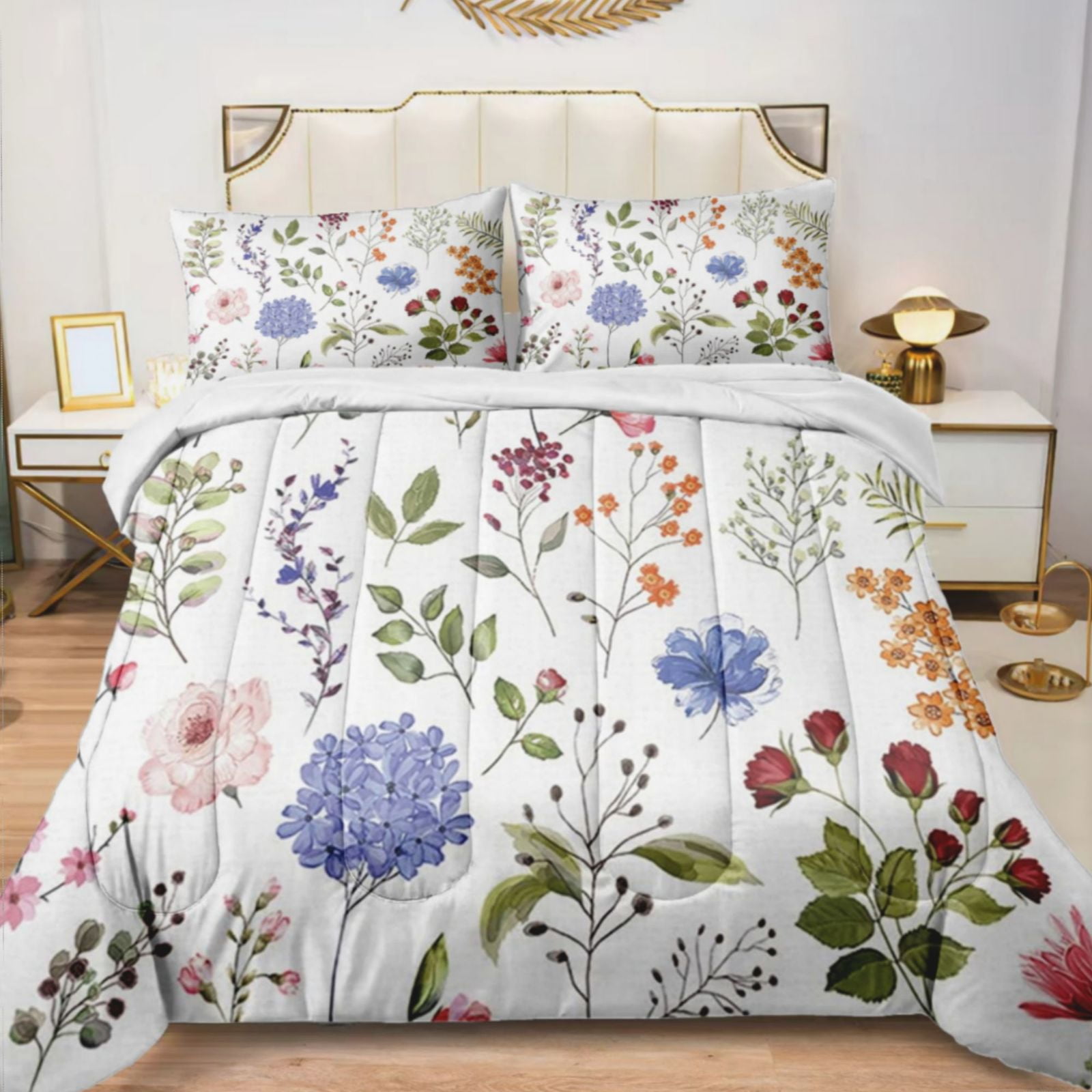 Comforter Set With Pillow Cases Spring Green Botanical Colorful ...