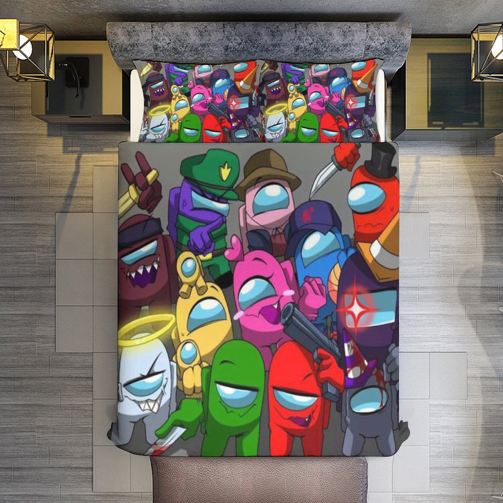 Comforter Set Queen Size,Among Us 369 Set with 2 Pillowcases for All Seasons,Bedding Set 3pcs ...