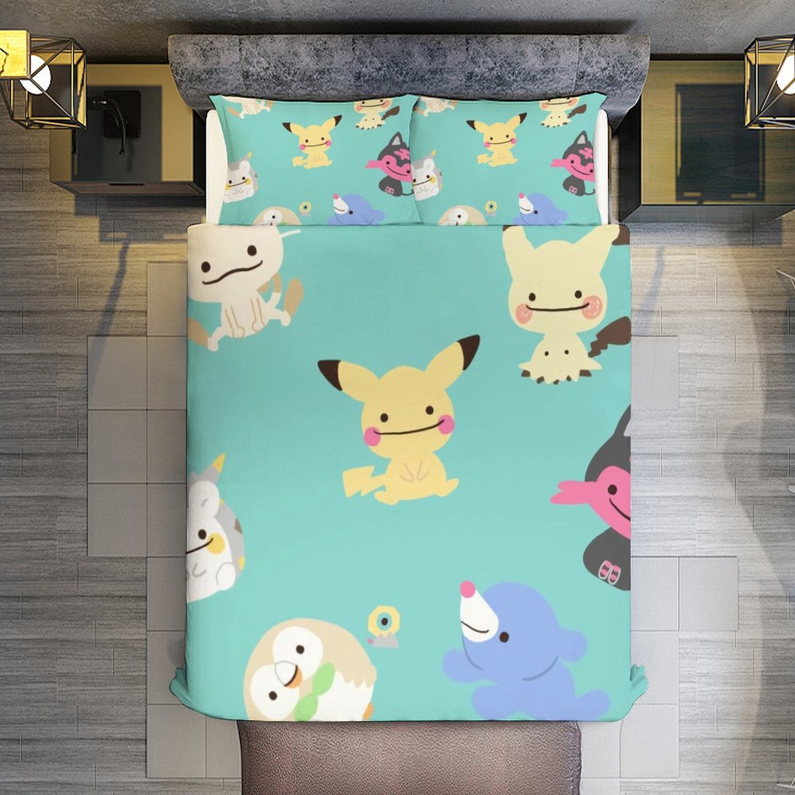 Comforter Set Queen Size,Cartoon Pokémon Pikachu 6 Set with 2 ...