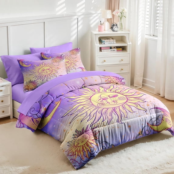 Comforter Set Queen Size, Celestial Motifs Astrology 7 Pcs Bedding for ...