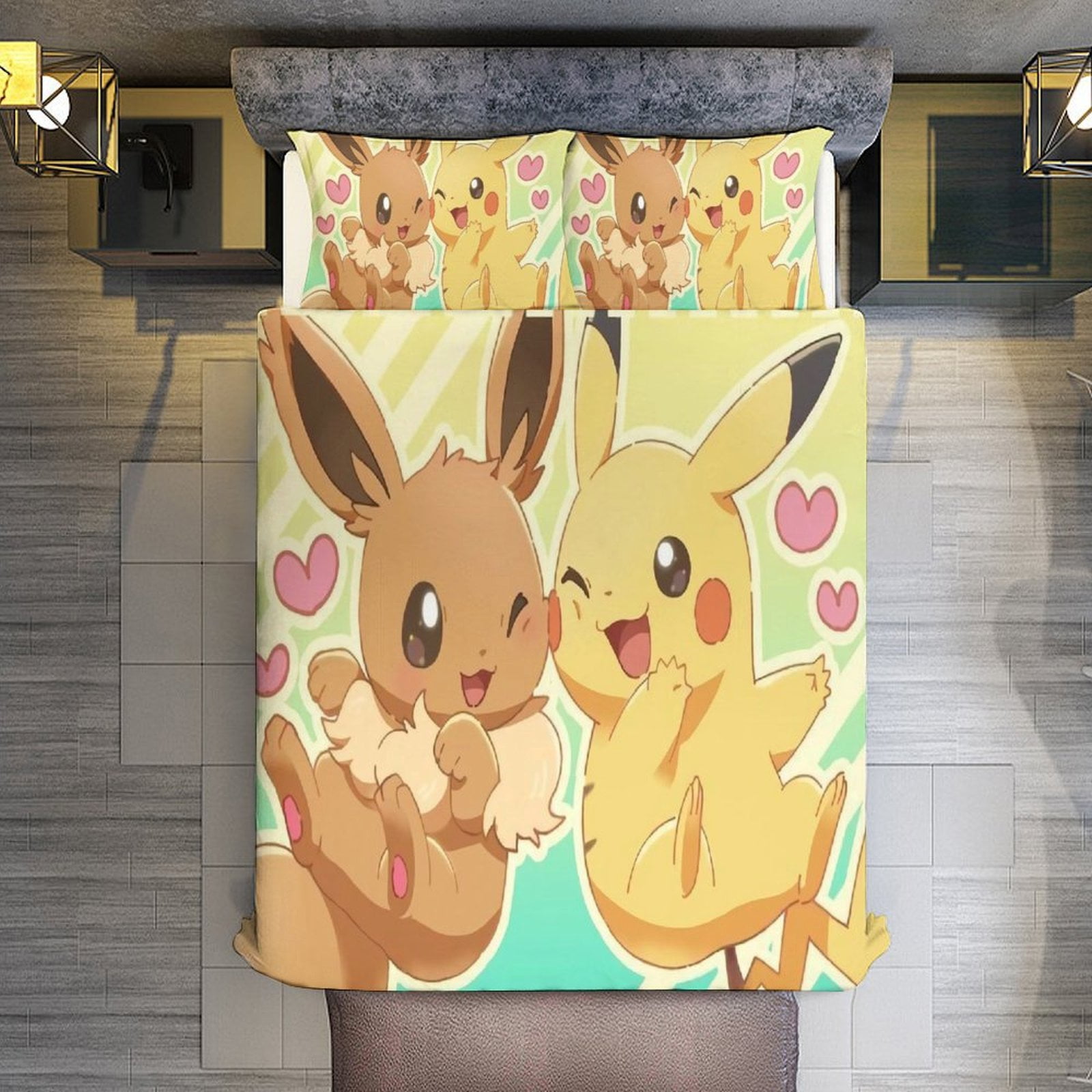 Comforter Set Queen Size,Cute Pokemon Pikachu Set with 2 Pillowcases ...