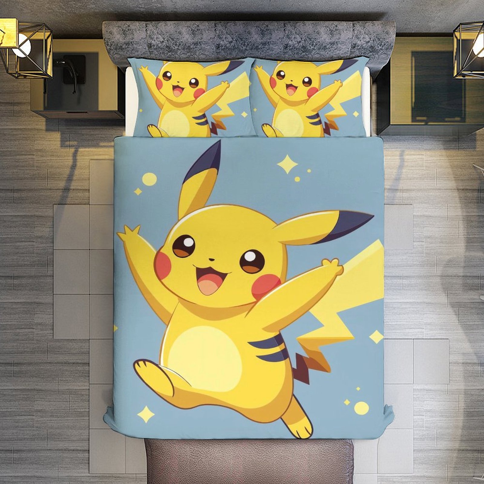 Comforter Set Queen Size,Dancing Pikachu Duvet Cover Set with 2 ...