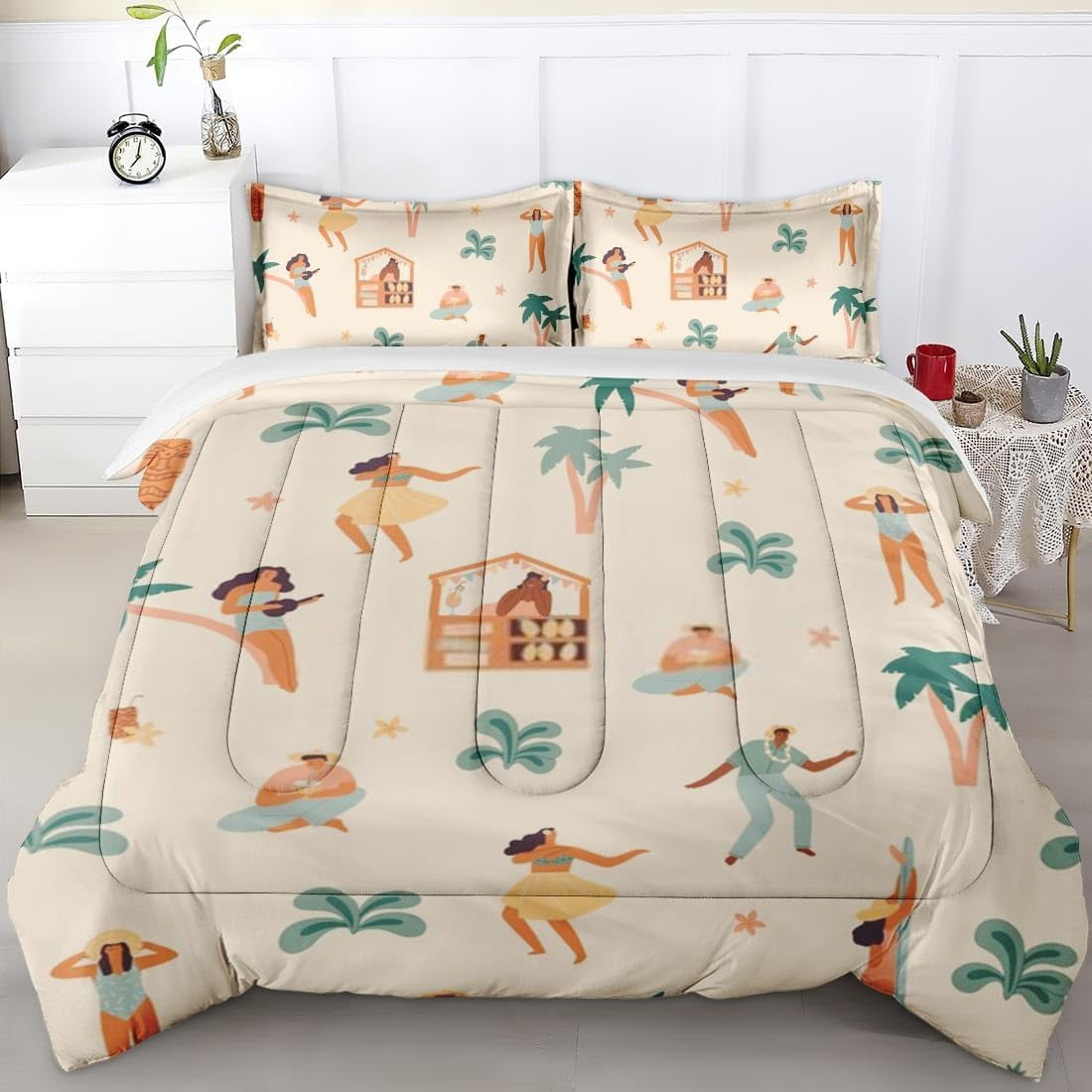 Comforter Set Queen Size, Flamingo Welcome Summer Beach Bedding Set for ...
