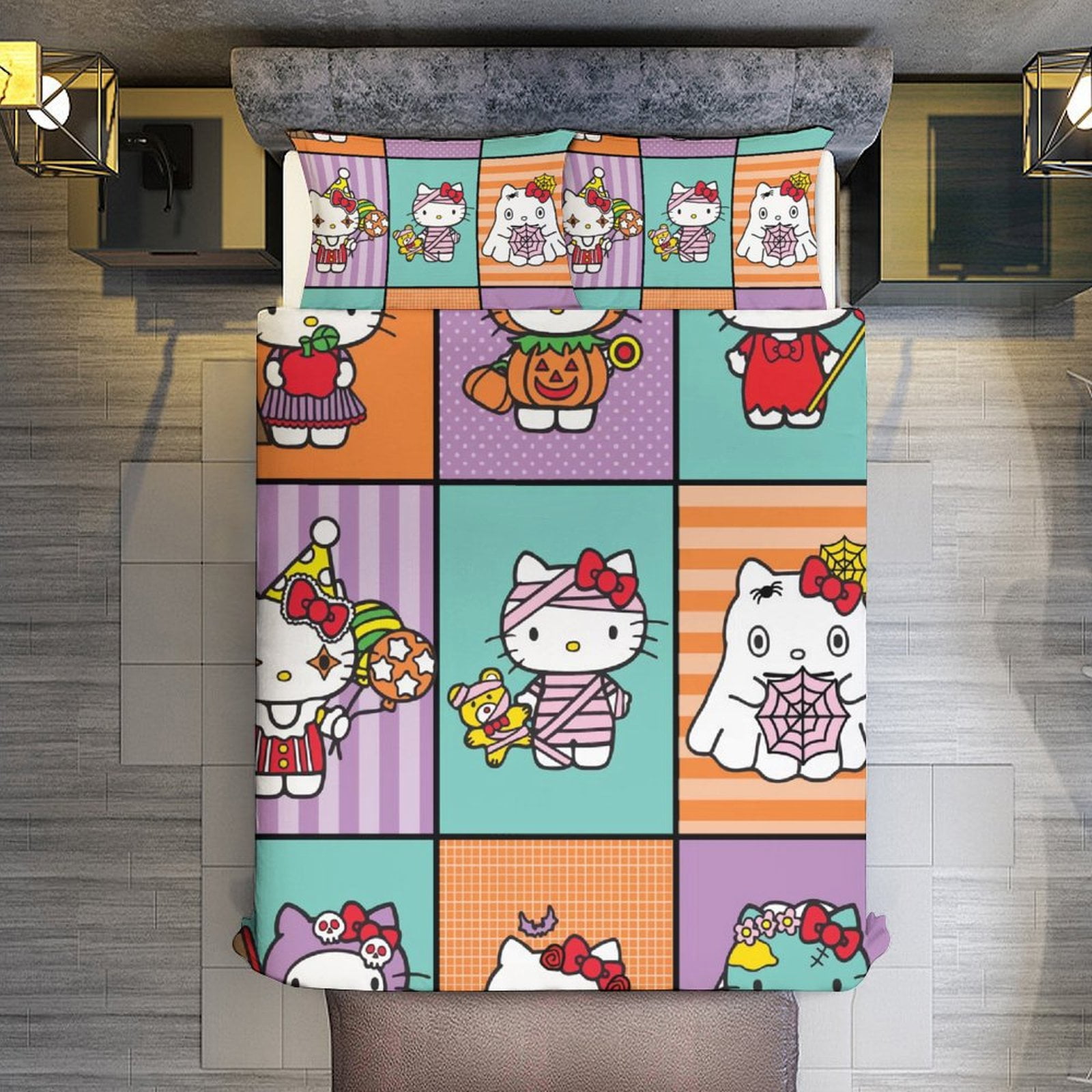 Comforter Set Queen Size,Funny Hello Kitty Set with 2 Pillowcases for ...