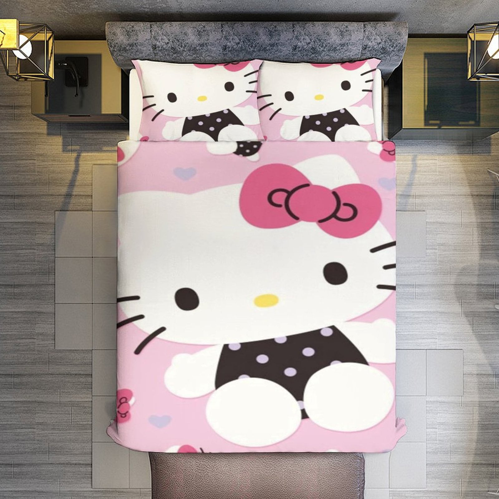 Comforter Set Queen Size,Hello Kitty Print Set with 2 Pillowcases for ...