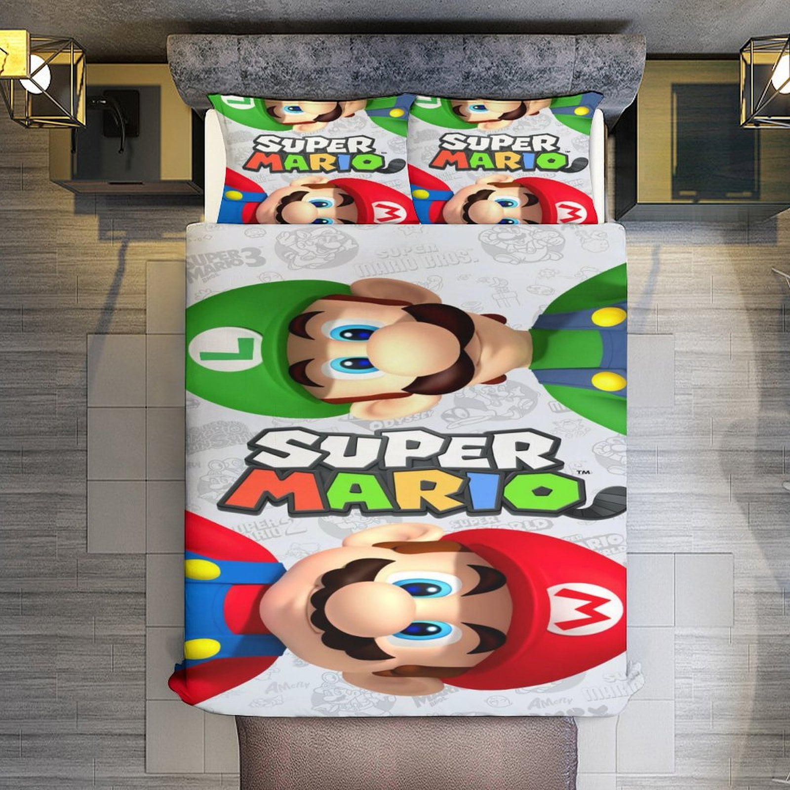 Comforter Set Queen Size,Mario And Luigi Set with 2 Pillowcases for All Seasons,Bedding Set 3pcs ...