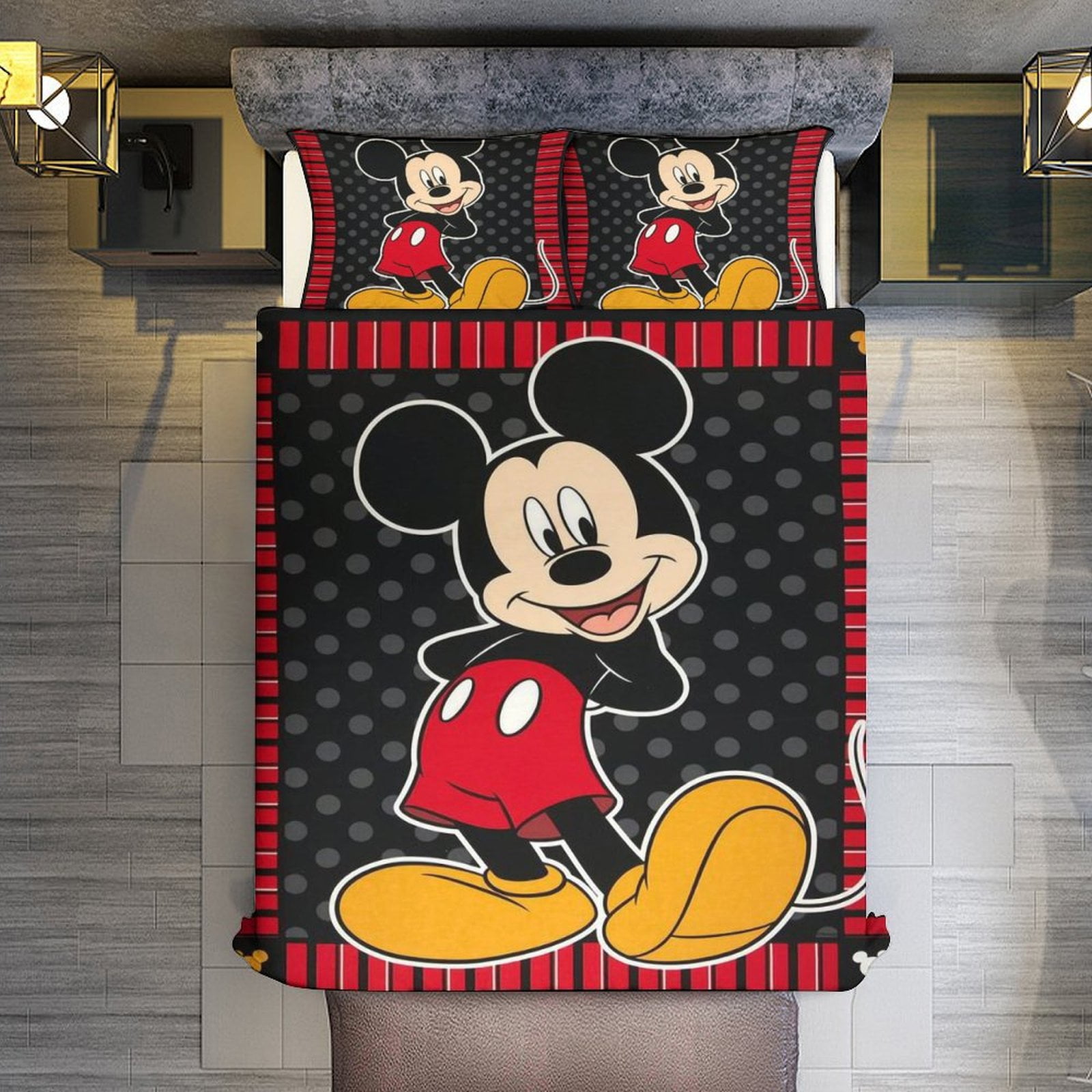 Comforter Set Queen Size,Mickey Mouse Set with 2 Pillowcases for All ...