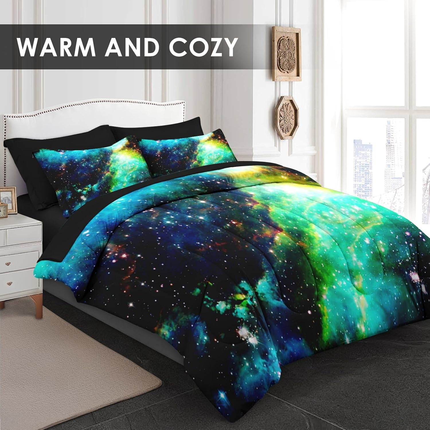 Comforter Set Queen Size, Outer Space Star Bedding for Kids and Adults ...