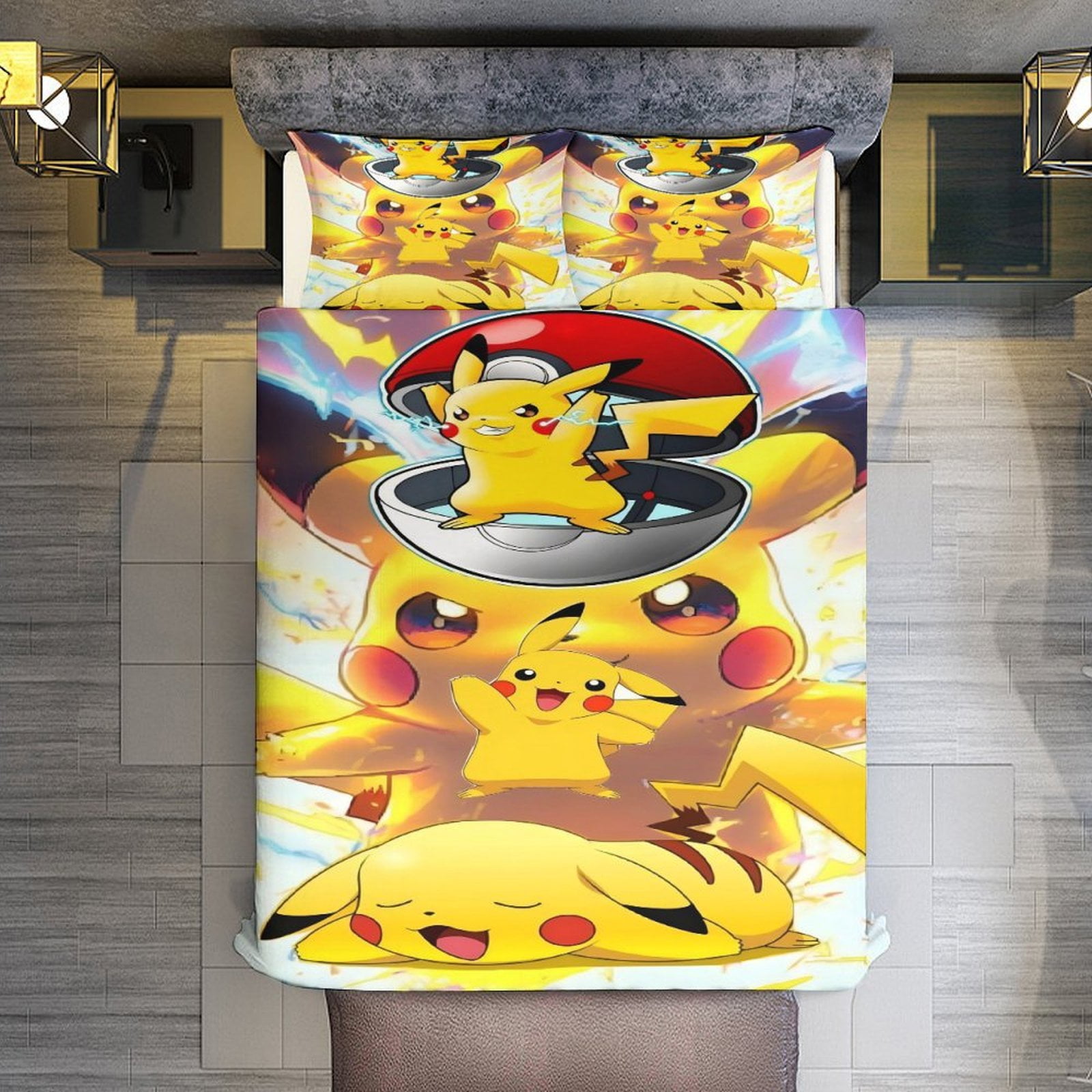 Comforter Set Queen Size,Pikachu Set with 2 Pillowcases for All Seasons ...