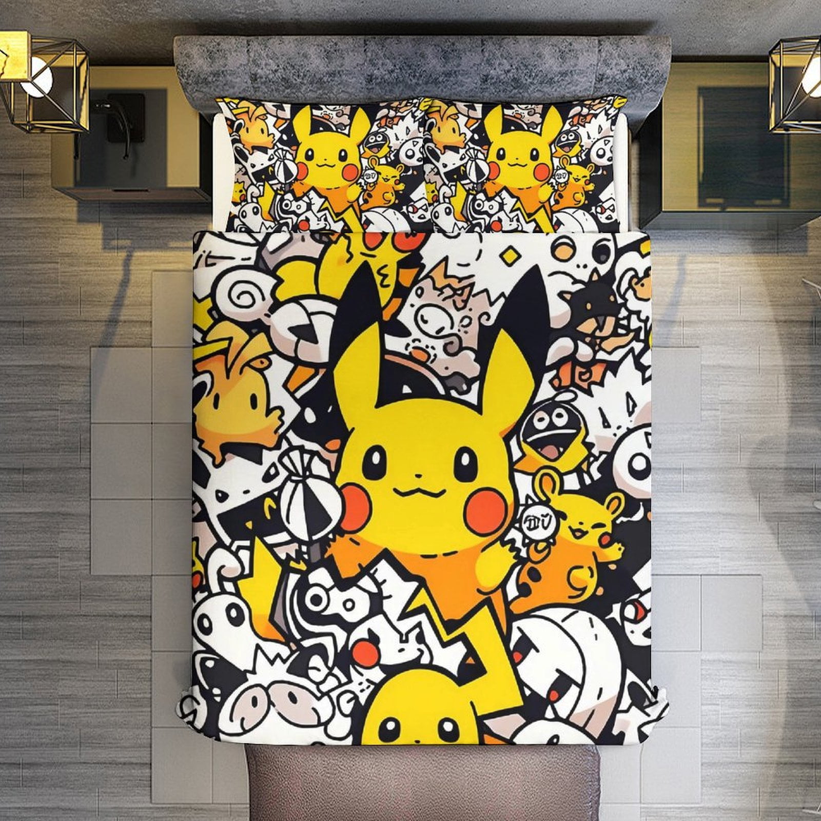 Comforter Set Queen Size,Pikachu Simple Doodle Set with 2 Pillowcases ...