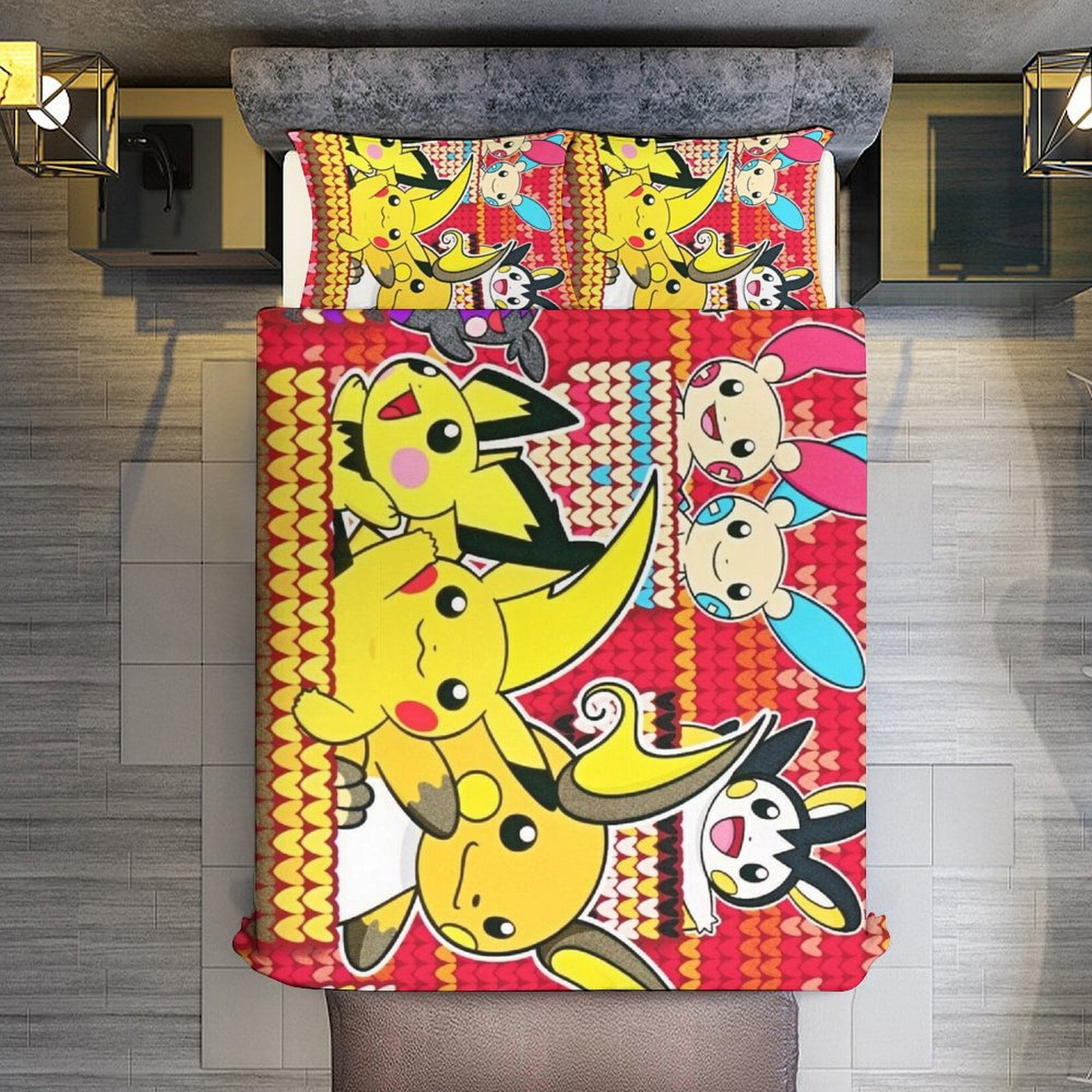 Comforter Set Queen Size,Pokémon Pikachu Raichu Pichu584 Set with 2 ...