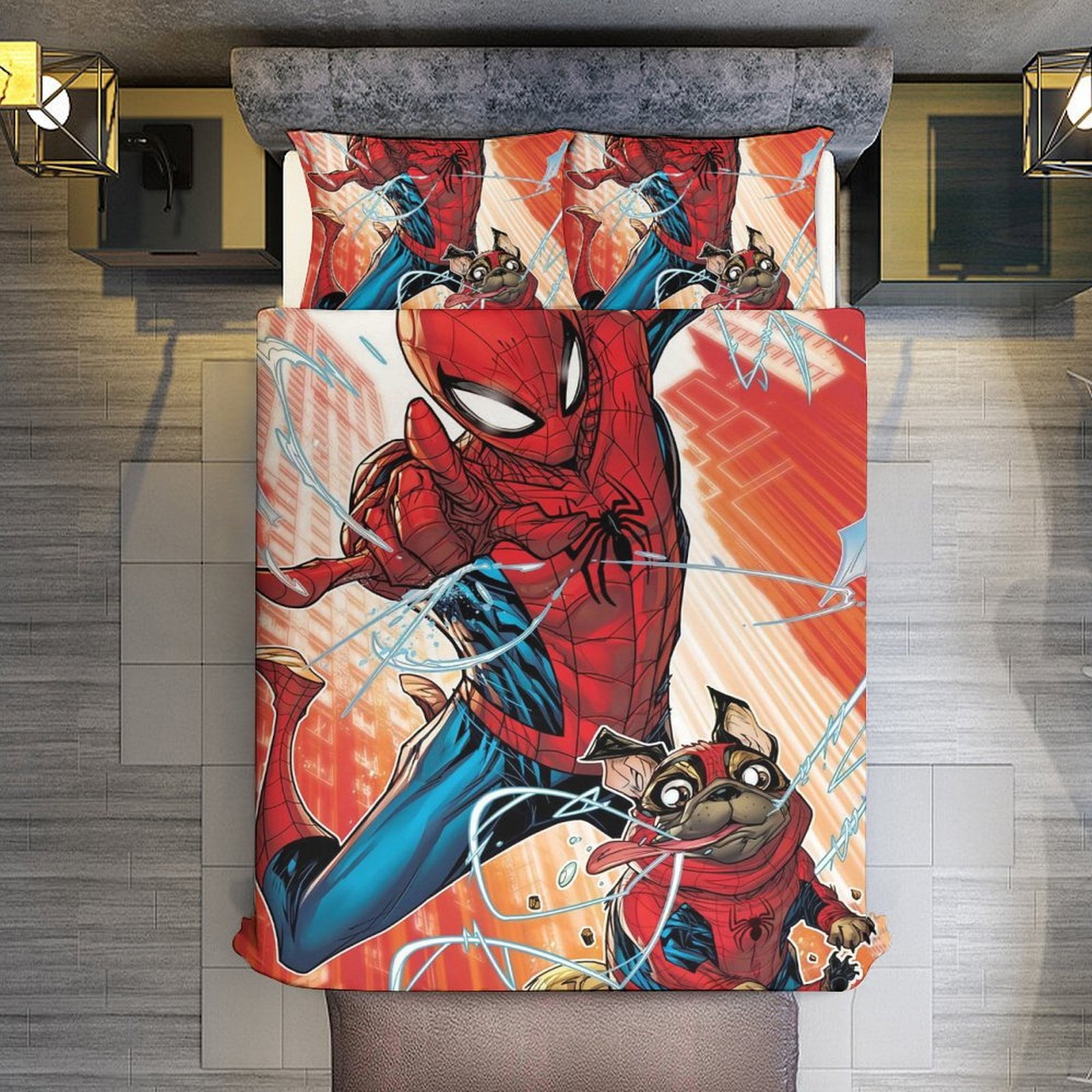 Comforter Set Queen Size,Spider-Man And Dog Set with 2 Pillowcases for ...