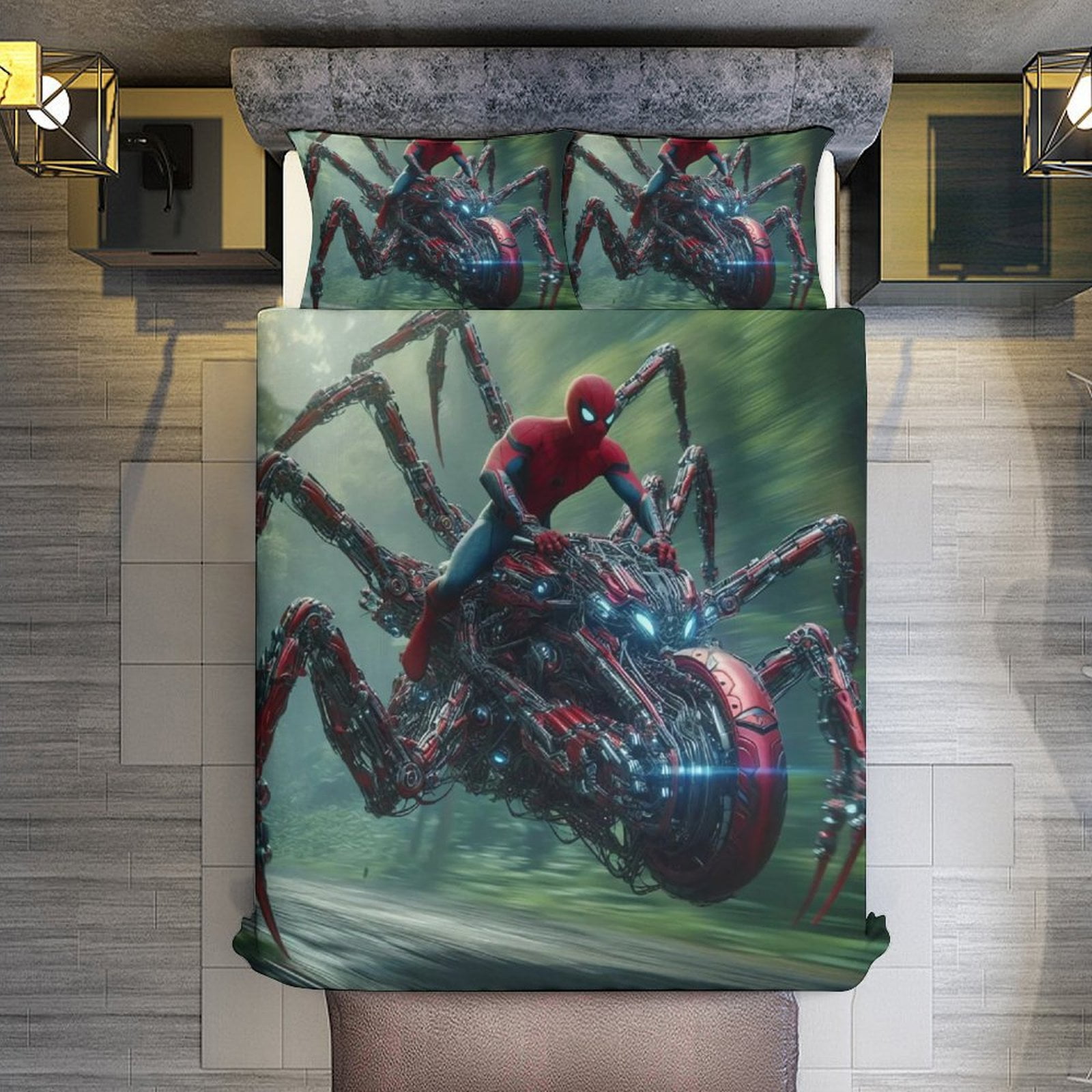 Comforter Set Queen Size,Spider-Man Riding A Motorcycle1 Set with 2 ...