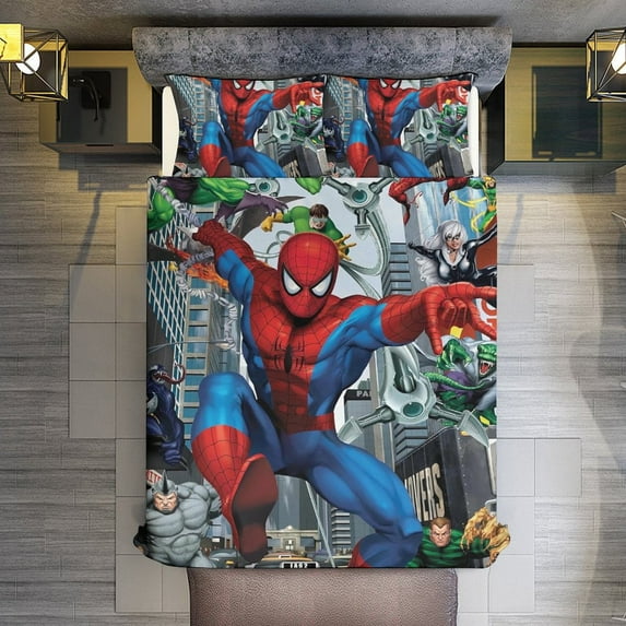 Comforter Set Queen Size,Spider-Man-Rogues Duvet Cover Set with 2 ...