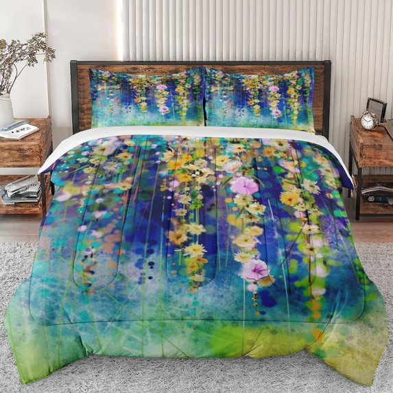 Comforter Set Queen Size, Tropical Floral Flower Orchid Soft Bedding ...