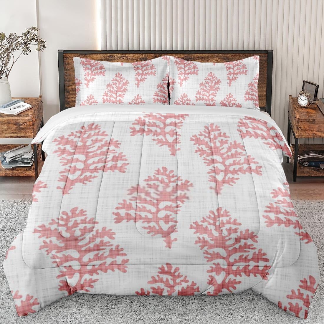 Comforter Set Size, Palm Tree Ocean Retro Soft Bedding Set for Kids and ...