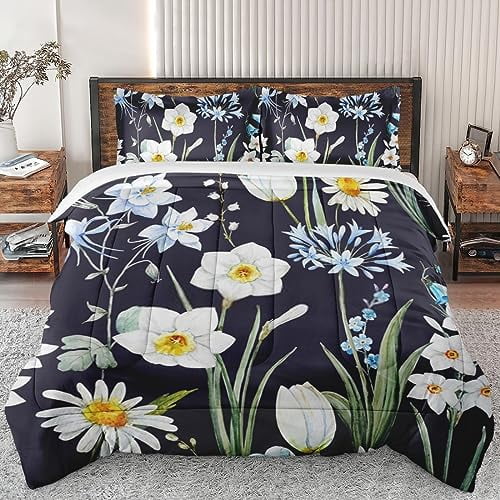 Comforter Set Size Rose Flower Floral Vintage Soft Bedding Set for Kids ...