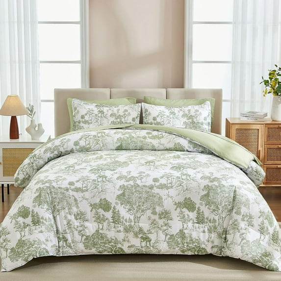Comforter Set Size, Sage 7 count Bed in a Bag Botanical Comforters with ...