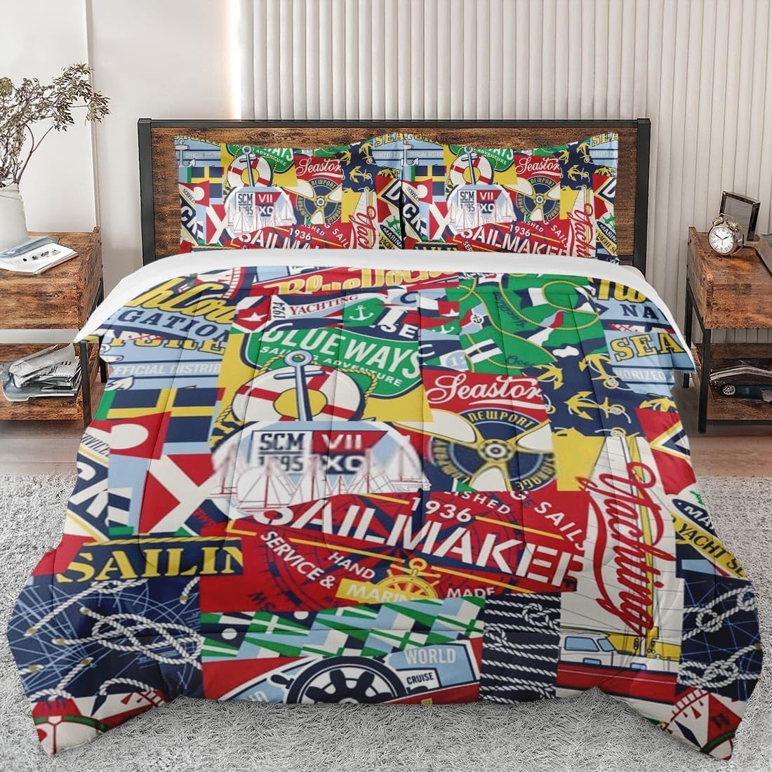 Comforter Set Twin Size, Beach Boho Palm Tree Soft Bedding Set for Kids ...