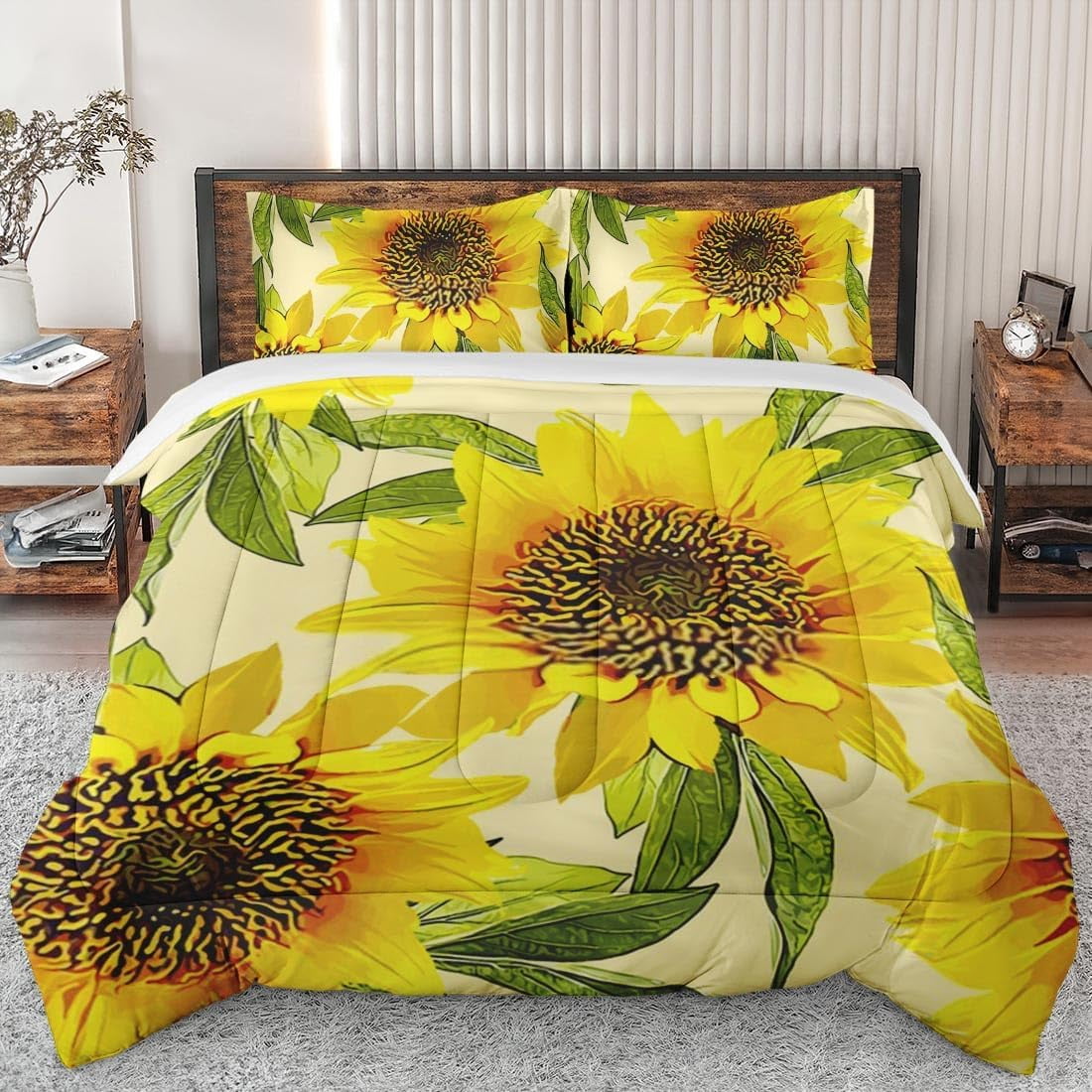 Comforter Set Twin Size, Wonderland Flower Rabbit Mushroom Soft Bedding ...